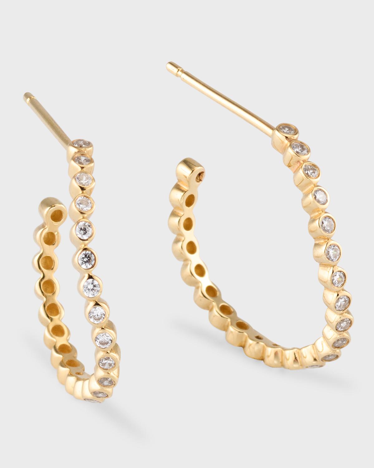 STONE AND STRAND Bubbly Diamond Wave Huggie Hoop Earrings | Neiman Marcus