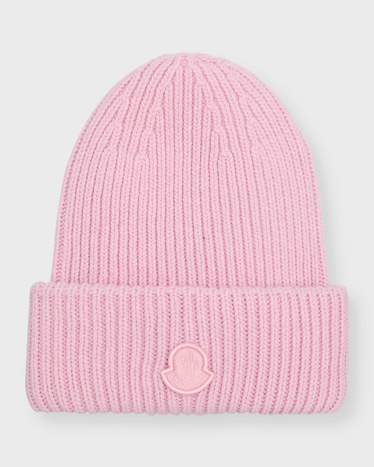 Moncler Ribbed Wool Beanie with Faux Fur Pom | Neiman Marcus