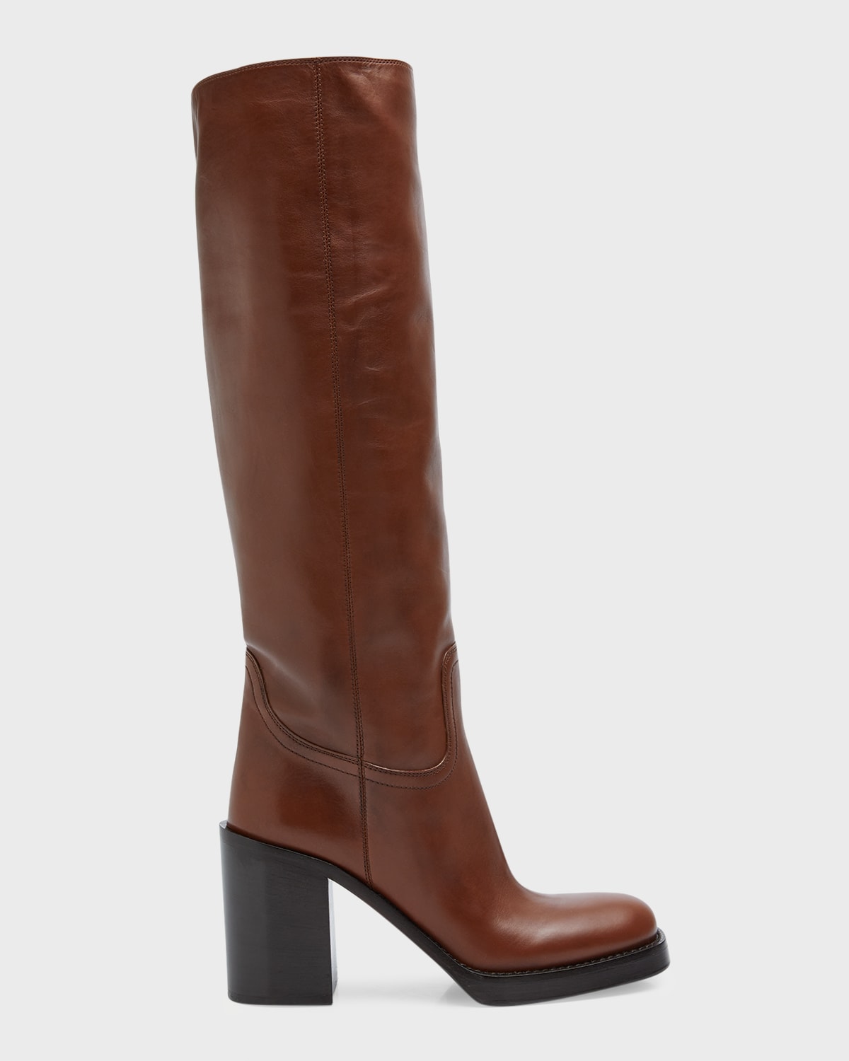 Prada Suede Block-Heel Knee Boots | Neiman Marcus