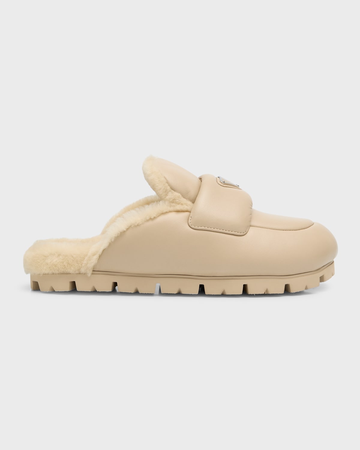 Prada Leather Shearling Platform Sneakers | Neiman Marcus