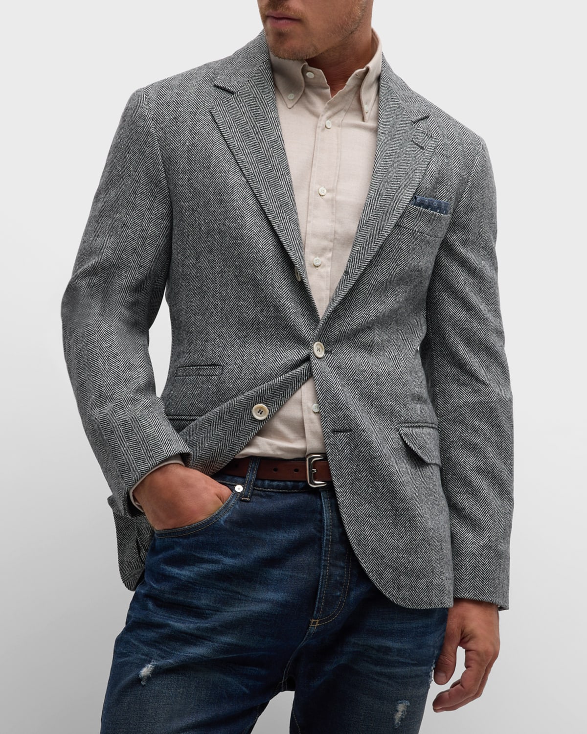 Brunello Cucinelli Men's Transitional Chevron Sport Jacket | Neiman Marcus