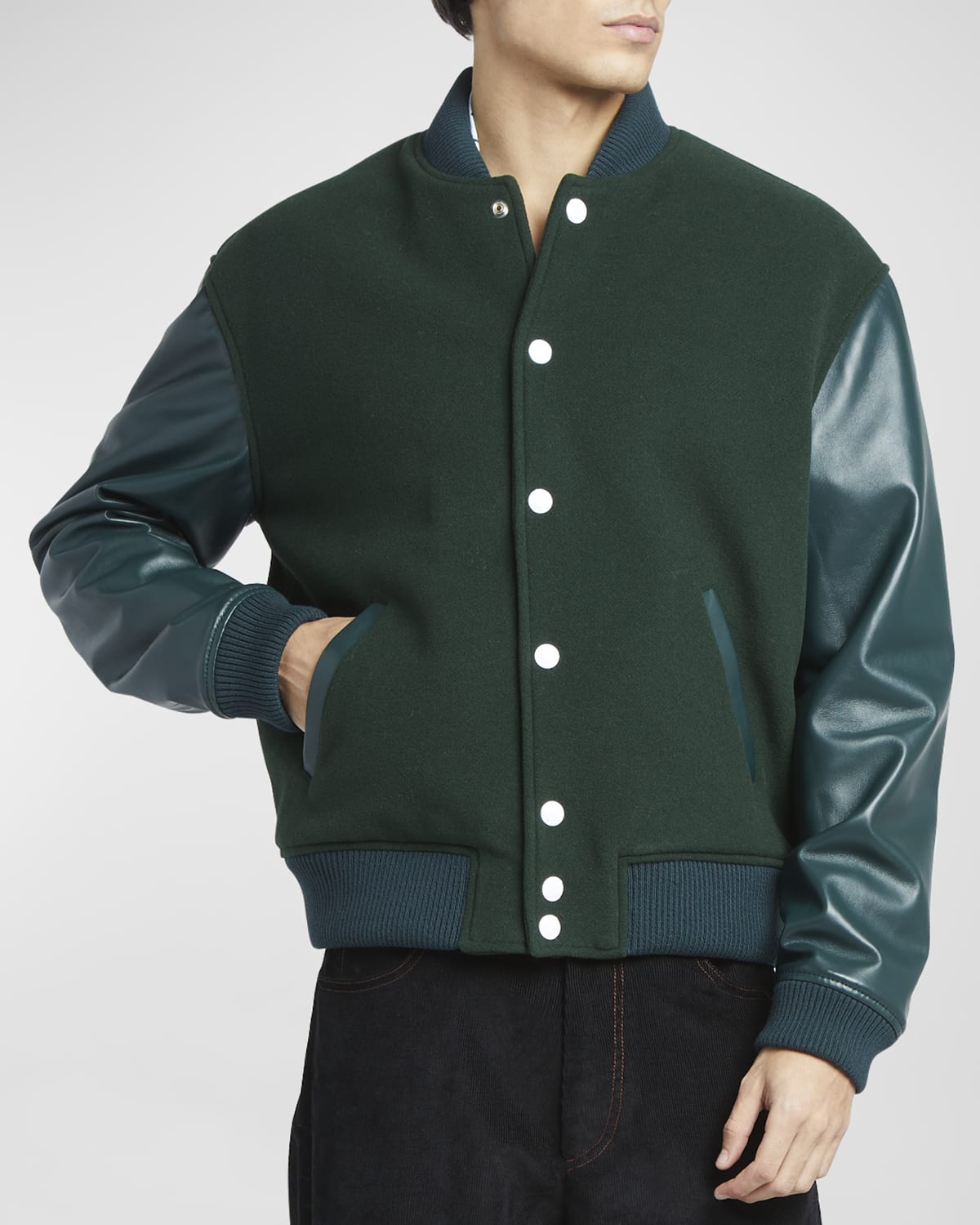 AVIREX Men's Bicolor Leather Varsity Jacket | Neiman Marcus