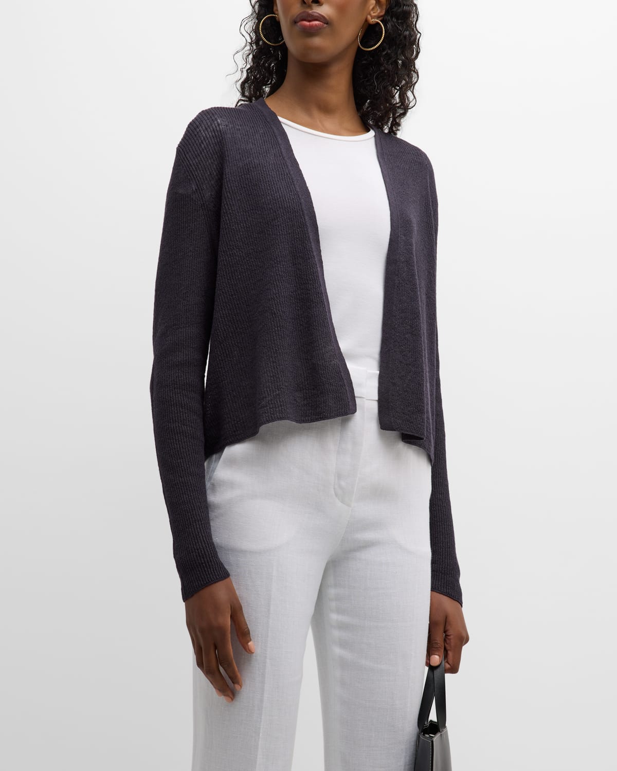 Eileen Fisher Open-Front Patch Pocket Cardigan | Neiman Marcus