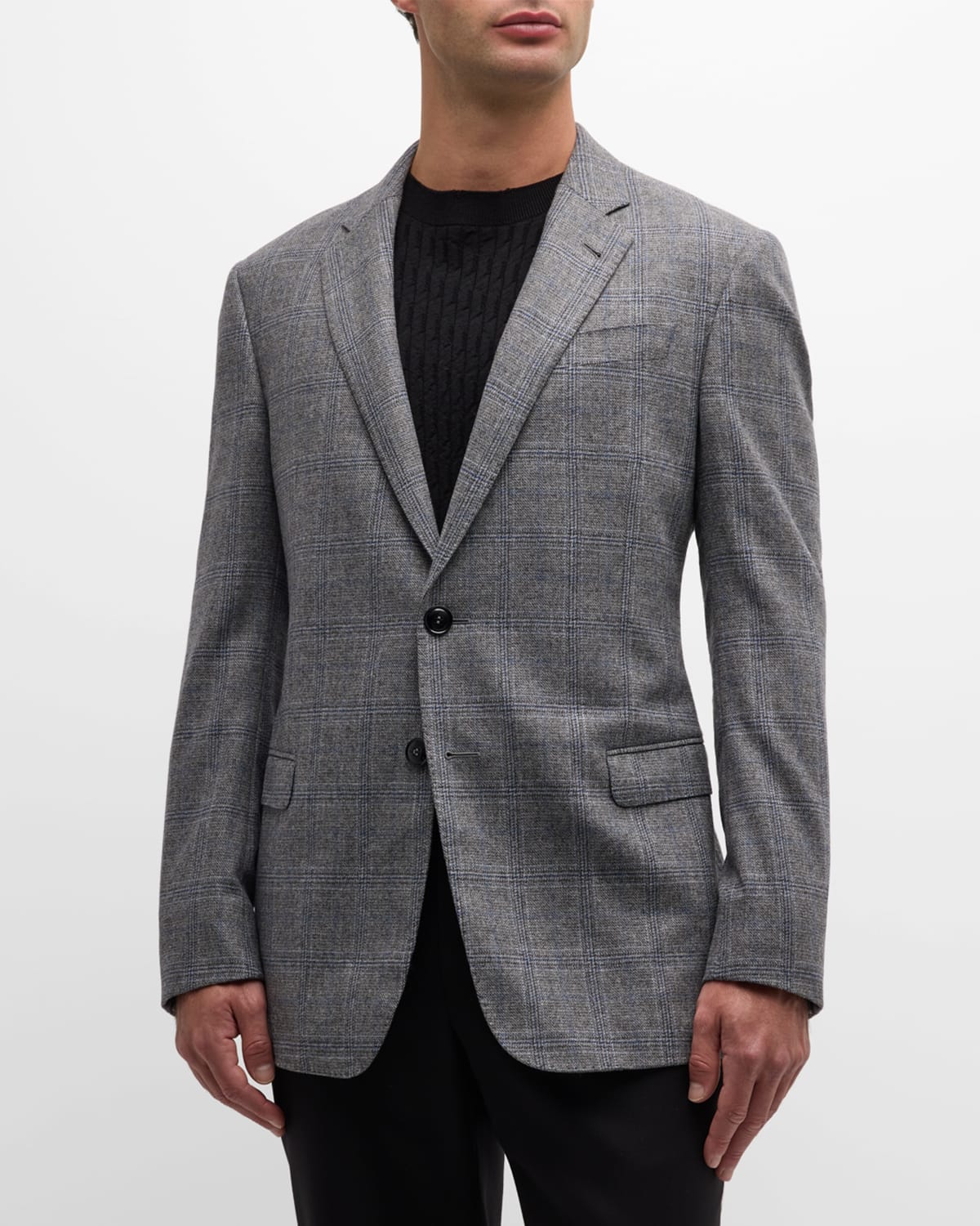 Giorgio Armani Men's Plaid Wool Cashmere Blazer | Neiman Marcus