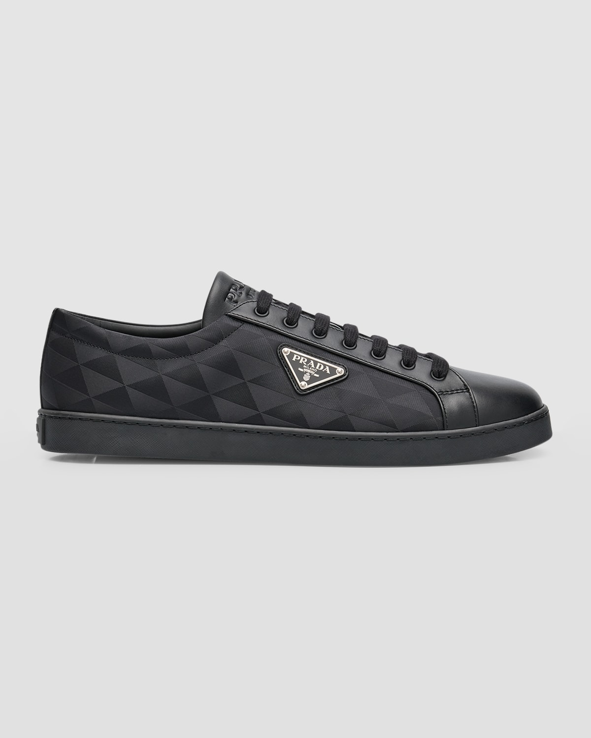 Prada Men's Prax Triangle Logo Nylon Low-Top Sneakers | Neiman Marcus