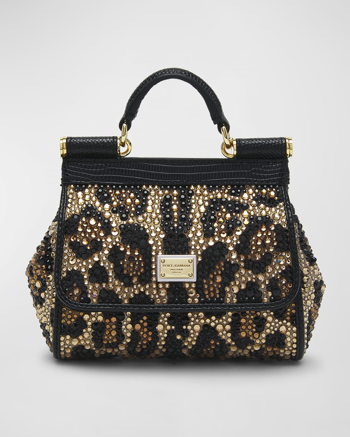 Dolce&Gabbana Sicily Leopard Leather Top-Handle Bag | Neiman Marcus