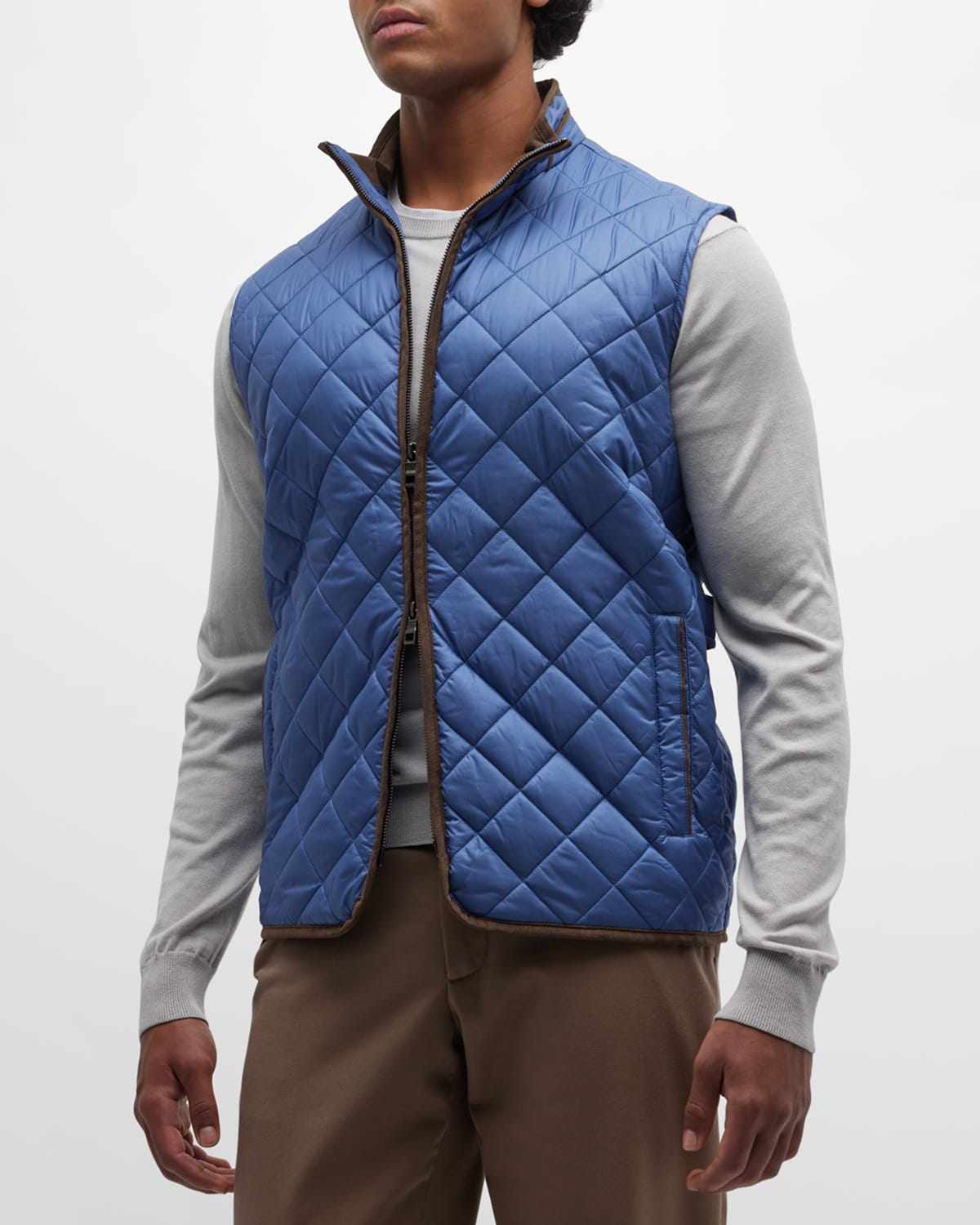 Neiman Marcus Men's Suede Padded Vest | Neiman Marcus