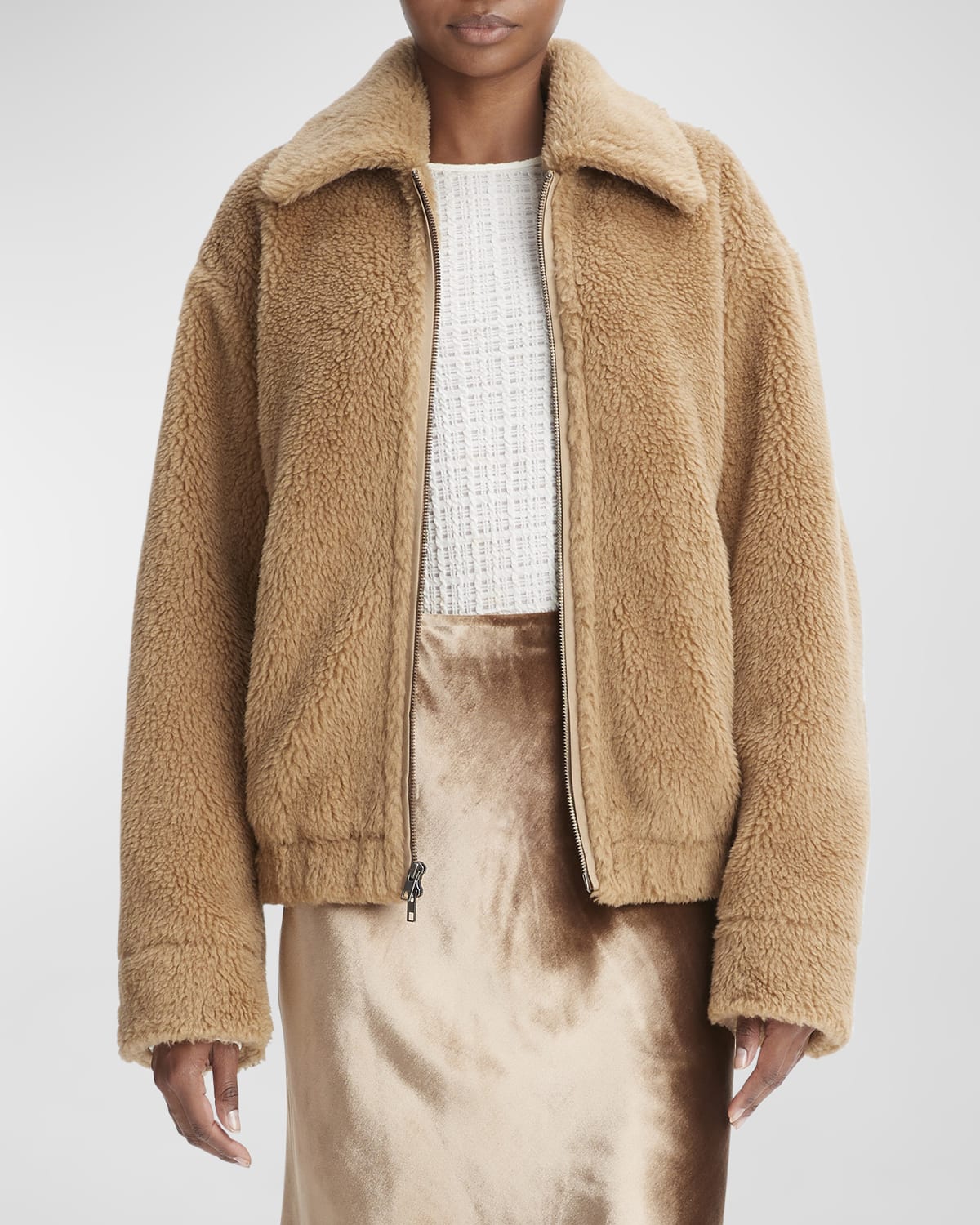 Vince Zip-Front Leather Jacket | Neiman Marcus