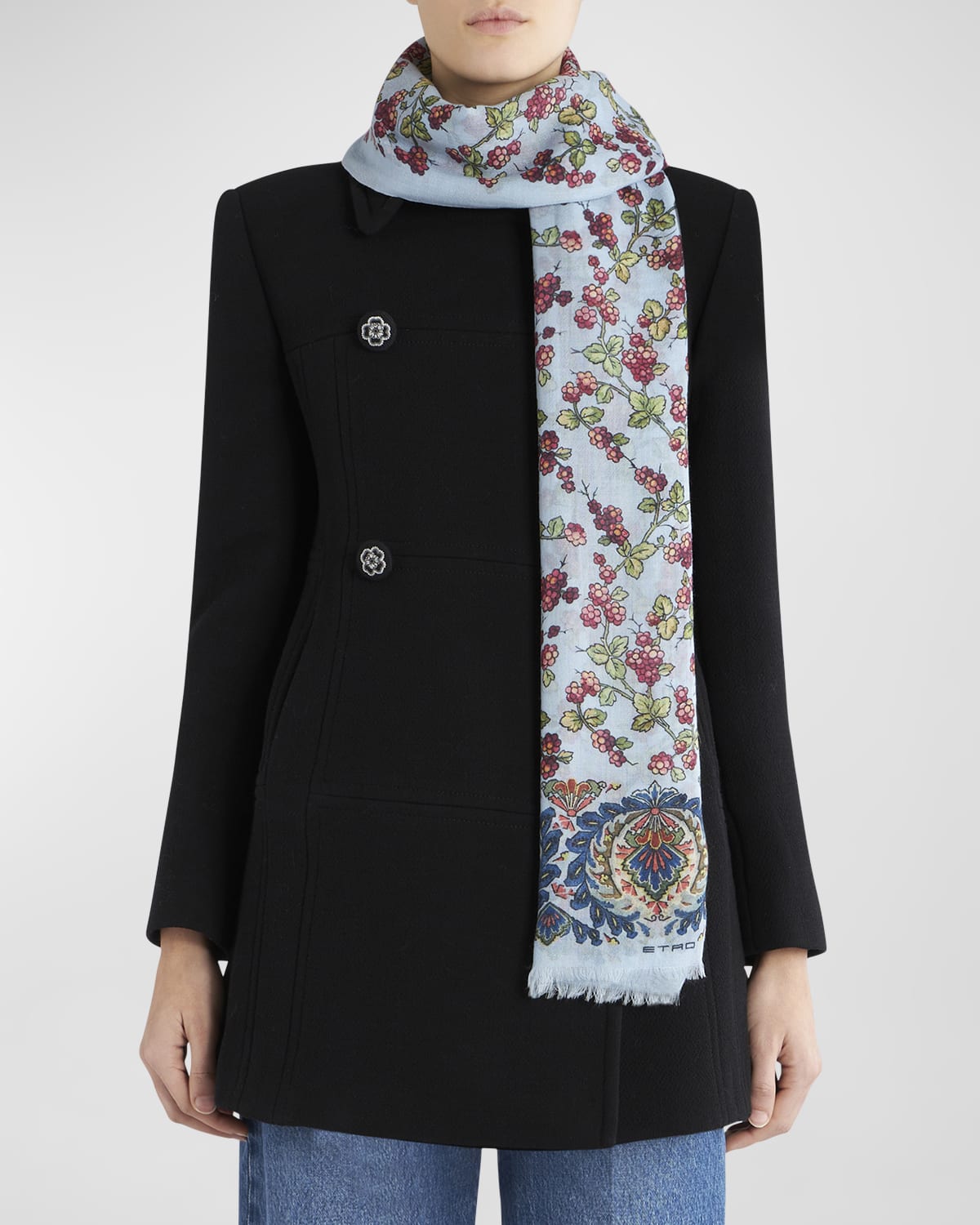 Etro Delhy Mixed-Patterned Cashmere-Silk Scarf | Neiman Marcus