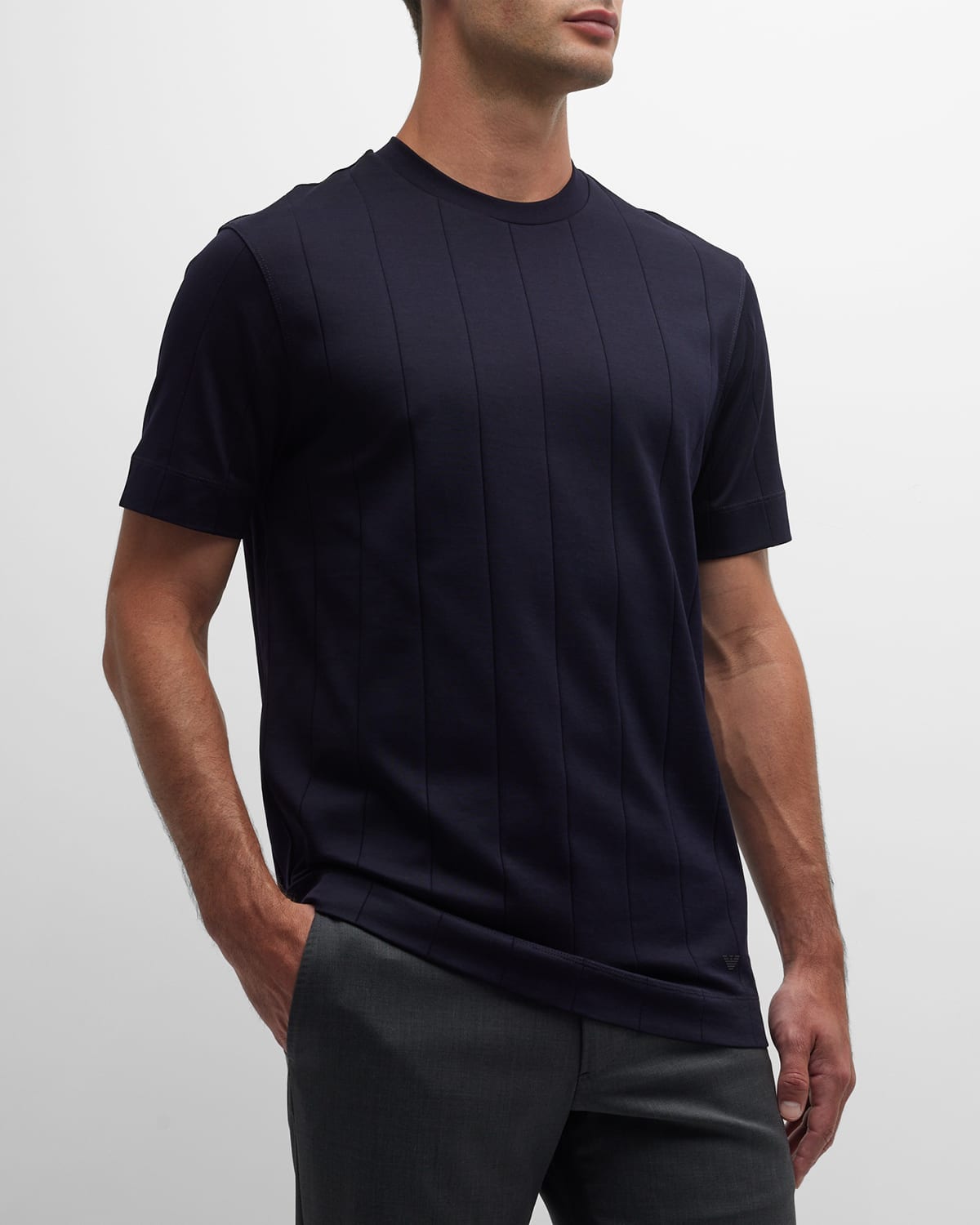 Emporio Armani Men's Tonal Stripe Crewneck T-Shirt | Neiman Marcus