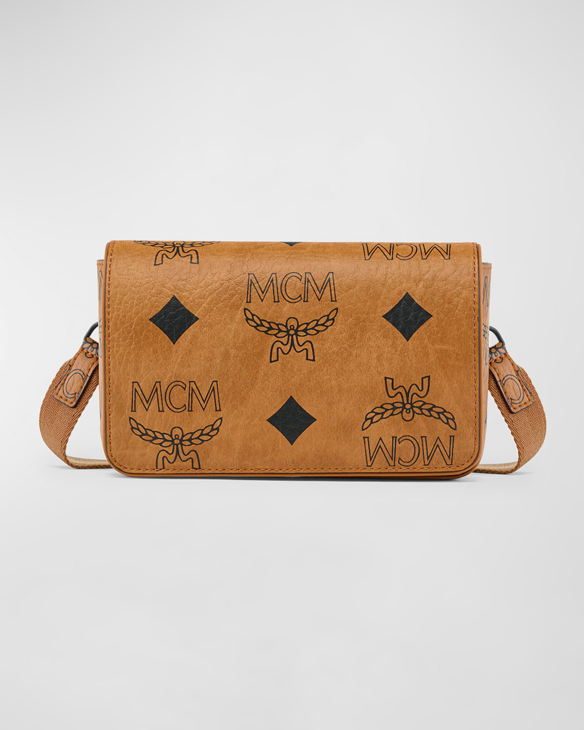MCM Aren Monogram-Embossed Leather Hobo Bag | Neiman Marcus