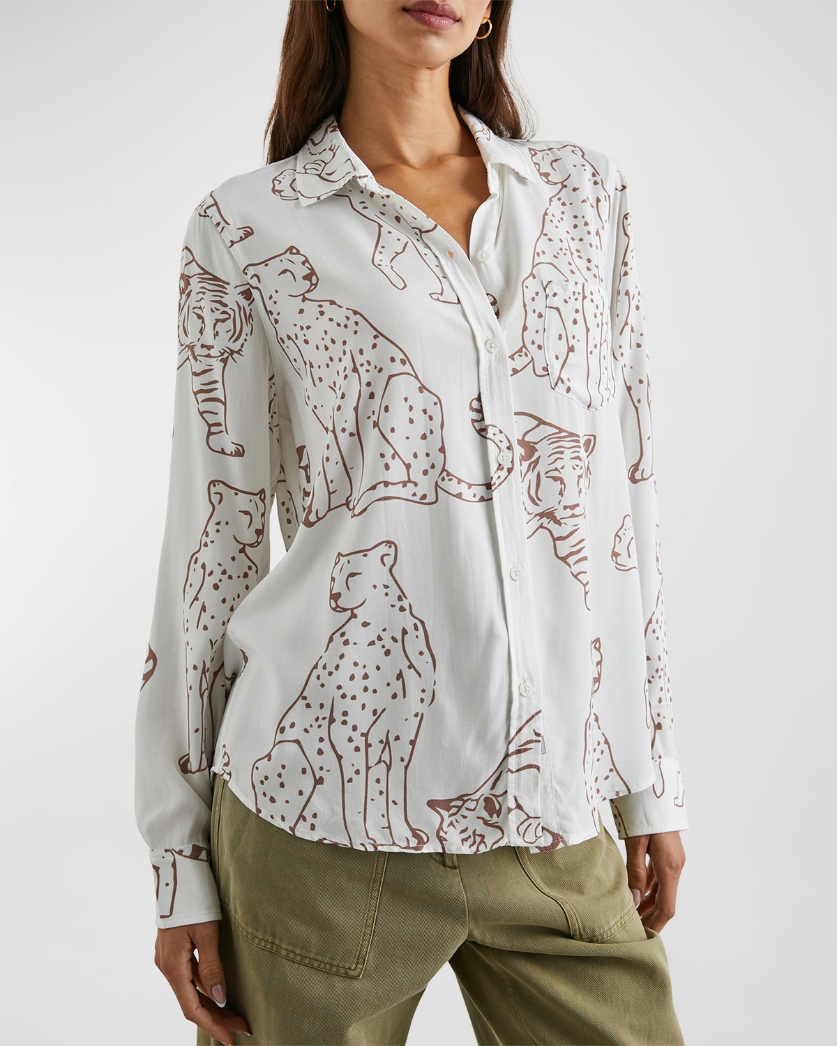 Rails Janae Shirred Button-Front Shirt | Neiman Marcus