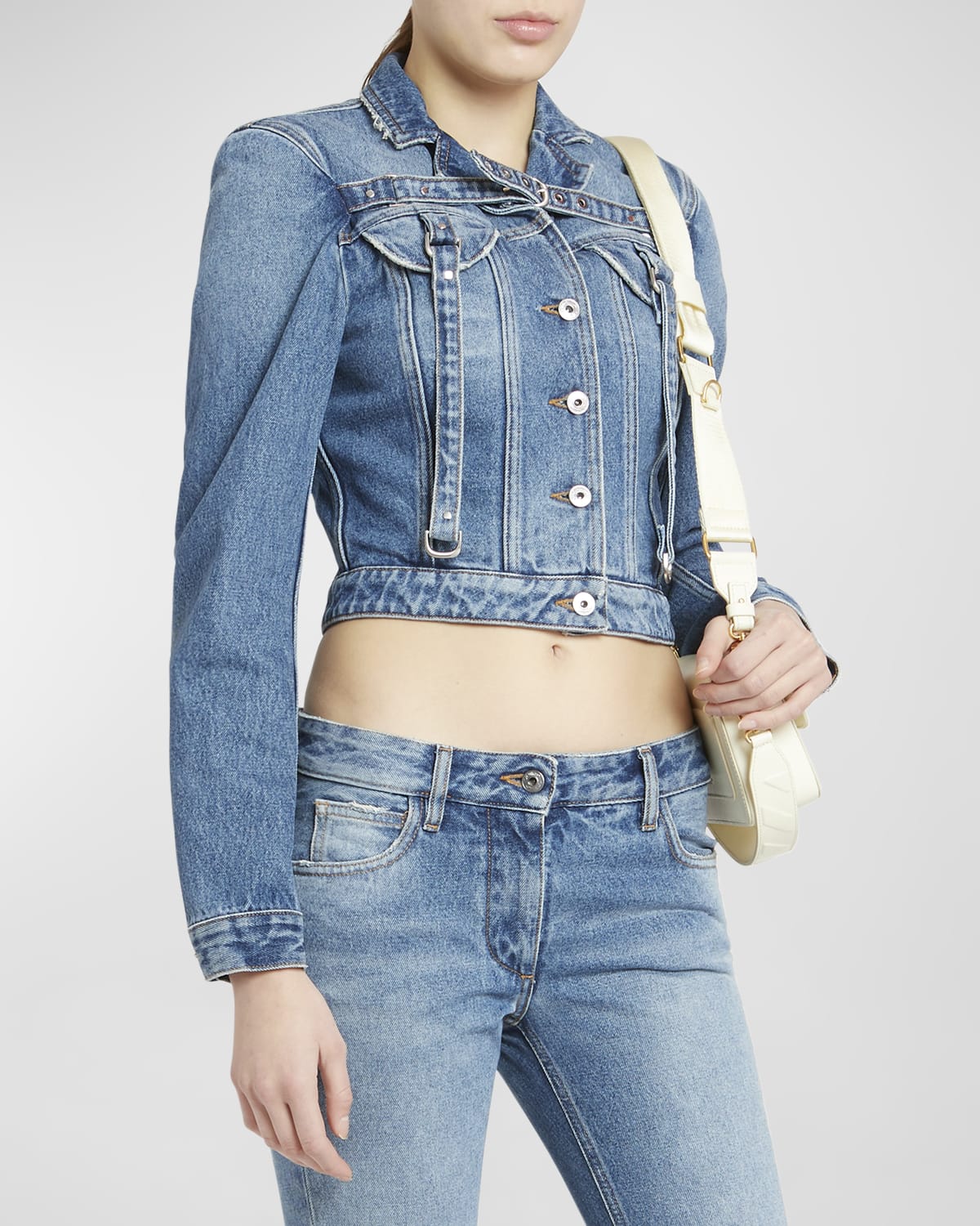 ALAIA Fitted Crop Denim Jacket | Neiman Marcus