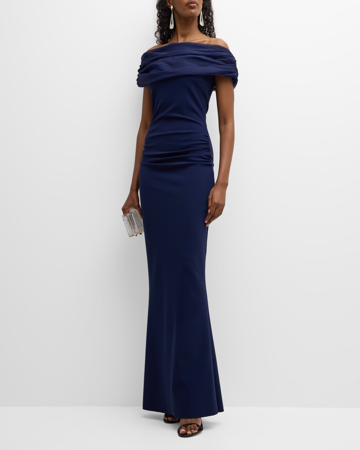 Chiara Boni La Petite Robe Ruched One-Shoulder Column Gown | Neiman Marcus