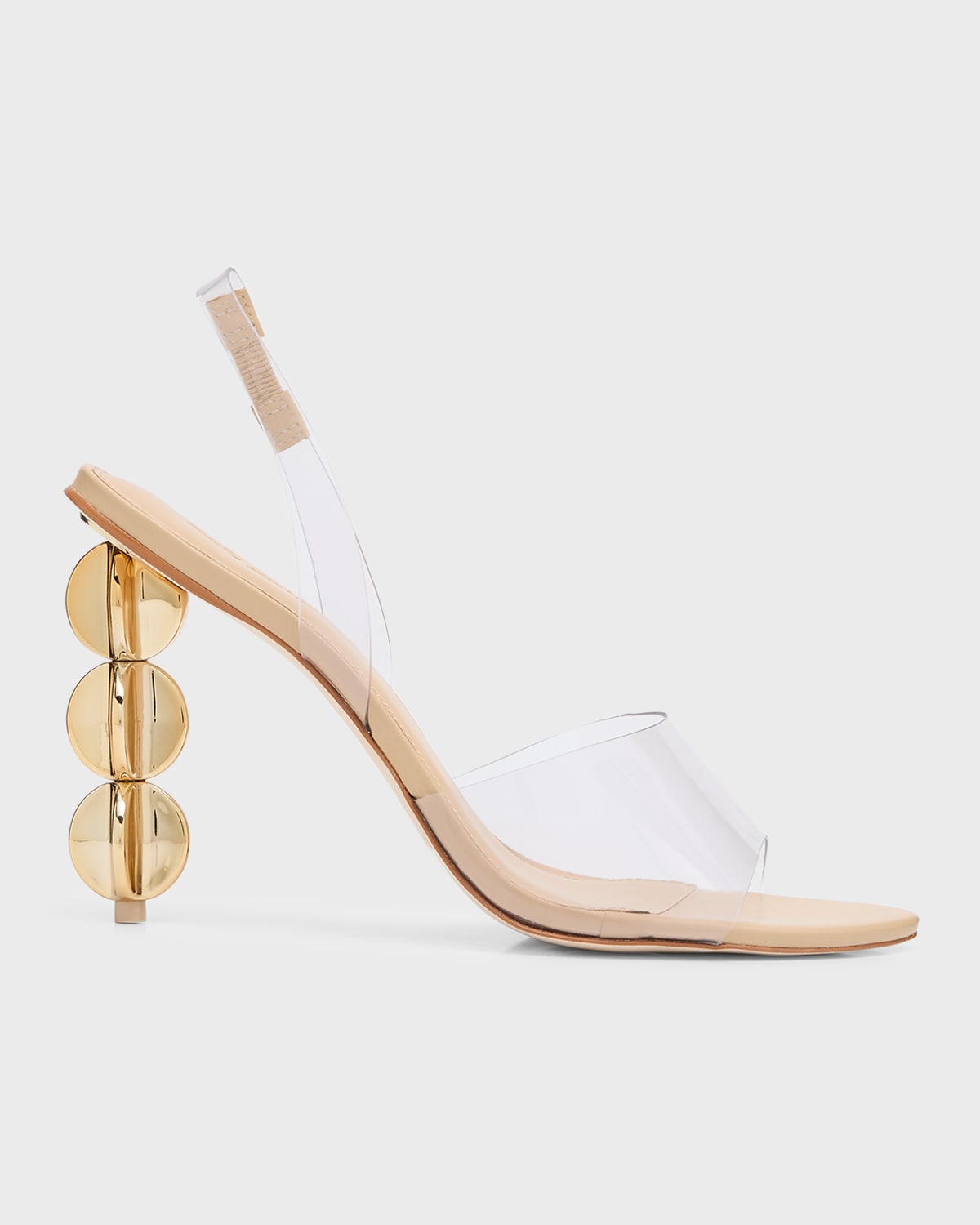 Cult Gaia Iriel Clear Vinyl Circle-Heel Sandals | Neiman Marcus
