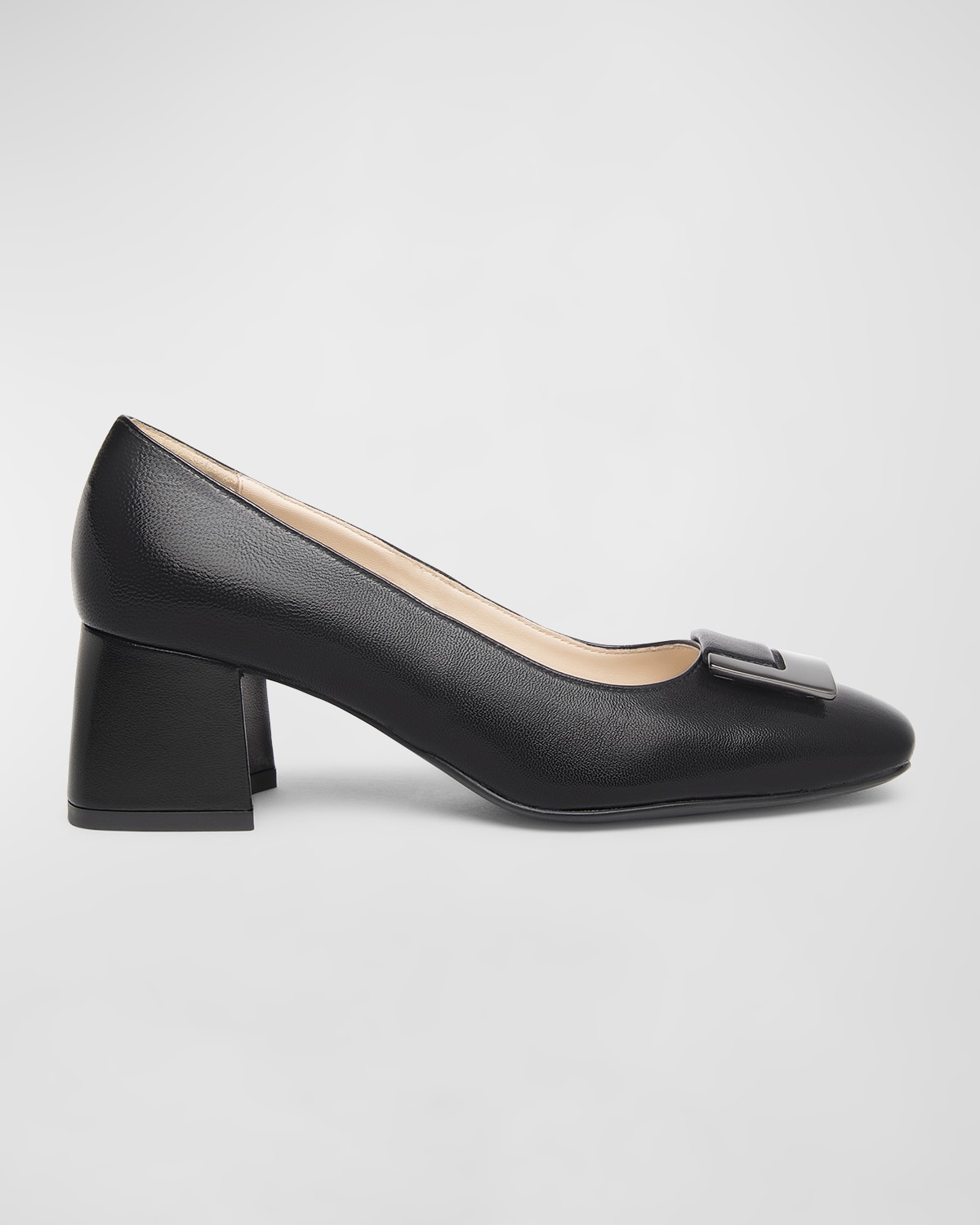 NeroGiardini Suede Buckle Block-Heel Pumps | Neiman Marcus