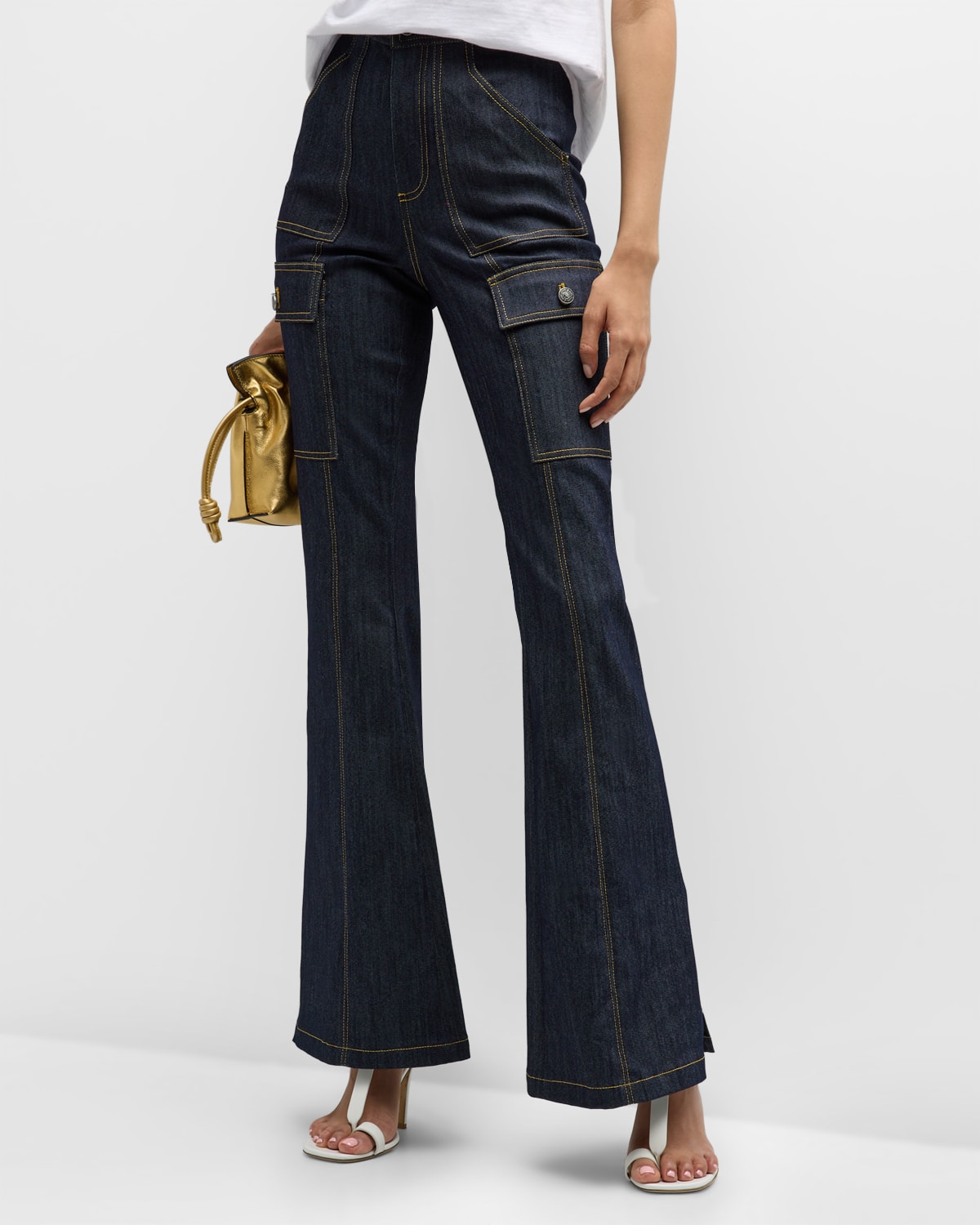 Cinq a Sept Billie Flare Split-Cuff Pants | Neiman Marcus