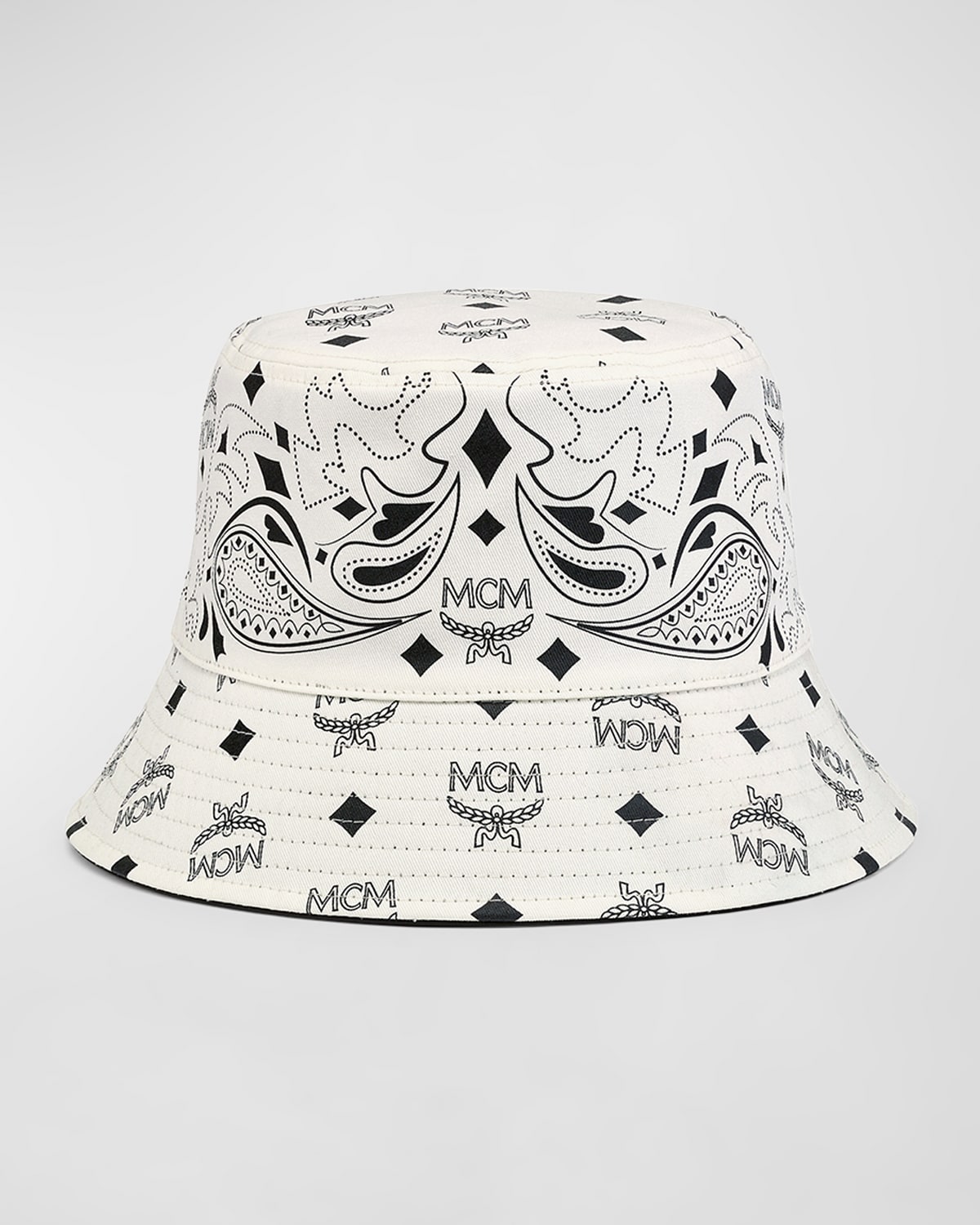 MCM Men's Maxi-Monogram Reversible Bucket Hat | Neiman Marcus