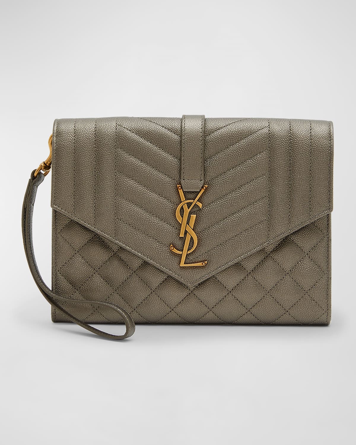 Saint Laurent YSL Monogram Quilted Envelope Clutch Bag | Neiman Marcus