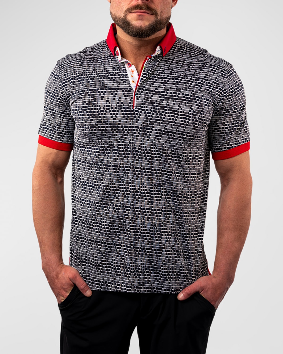 Maceoo Men's Mozart Triangles Polo Shirt | Neiman Marcus