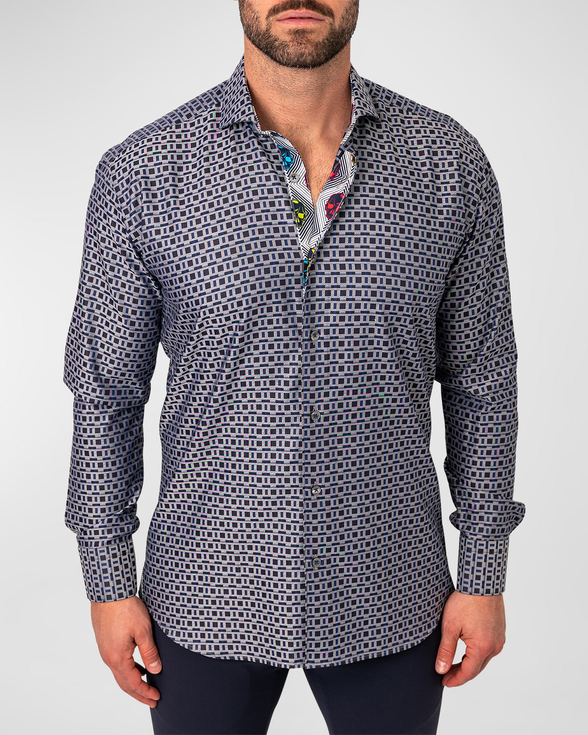 Maceoo Men's Einstein Diamonds and Stripes Sport Shirt | Neiman Marcus