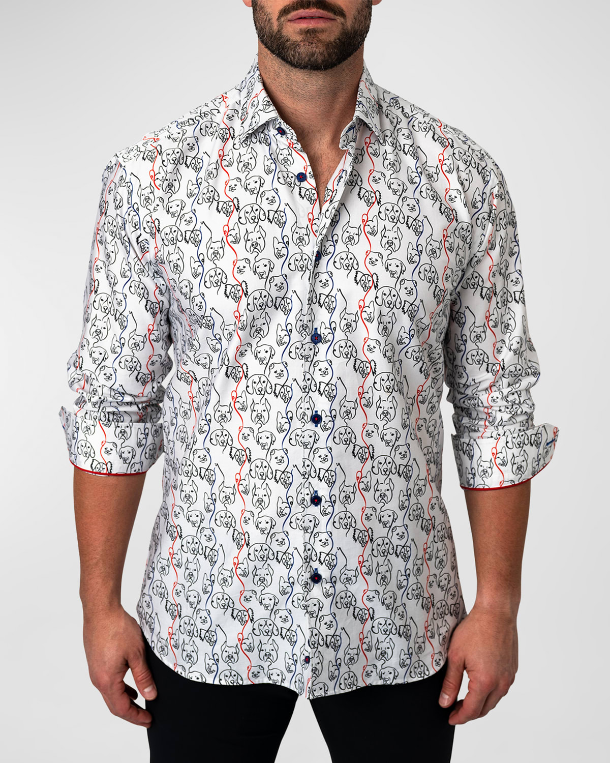 Maceoo Men's Fibonacci Paw-Print Sport Shirt | Neiman Marcus
