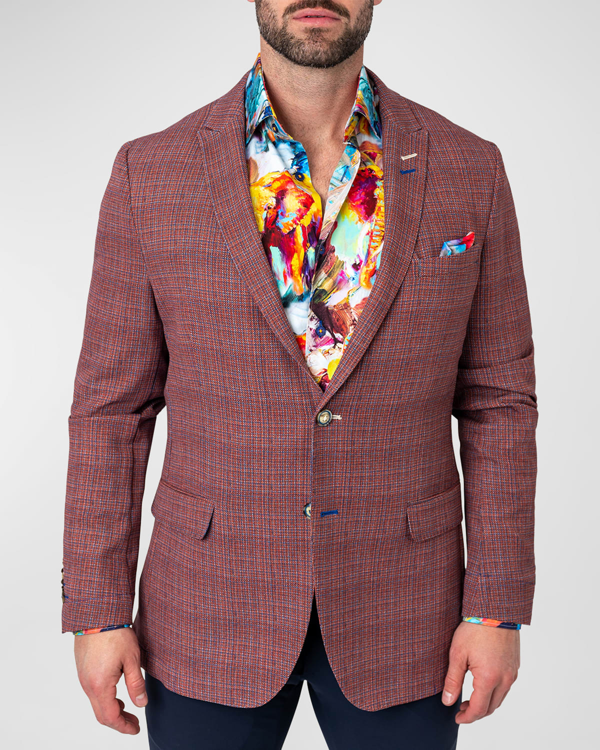 Maceoo Men's Unconstructed Textured Waves Blazer | Neiman Marcus