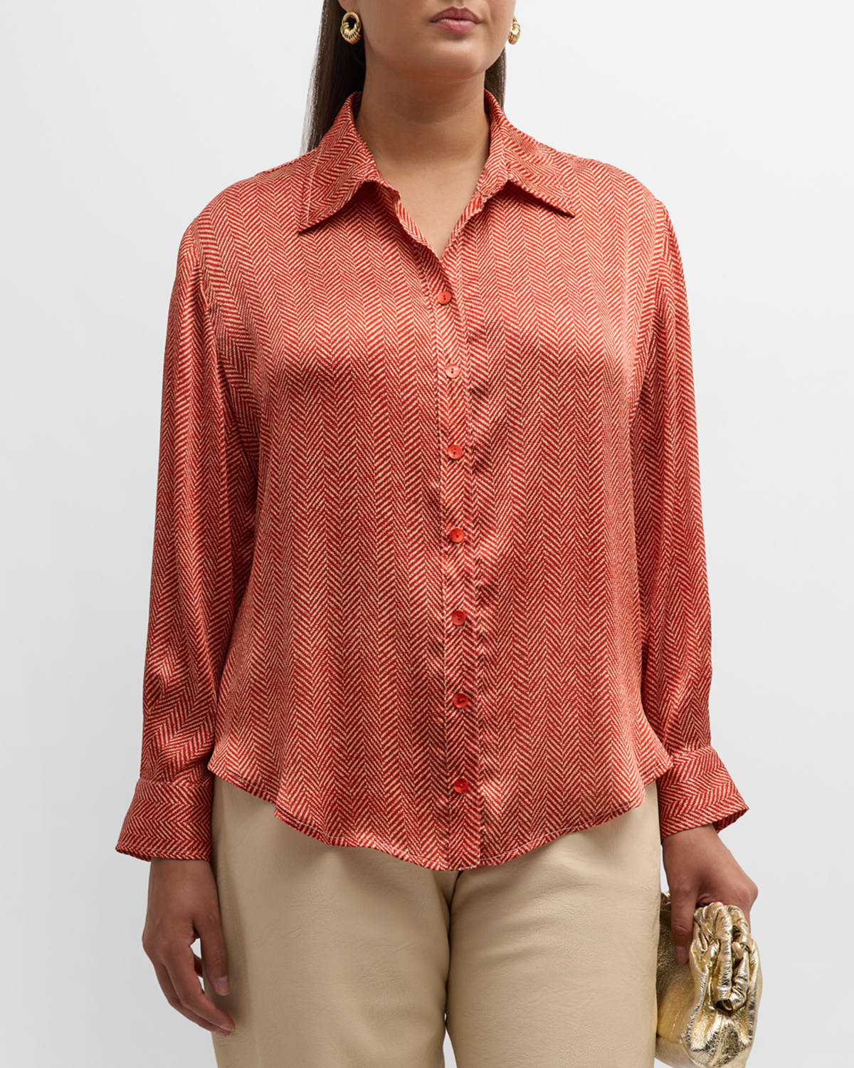 Finley Mini Monica Herringbone Button-Down Shirt | Neiman Marcus