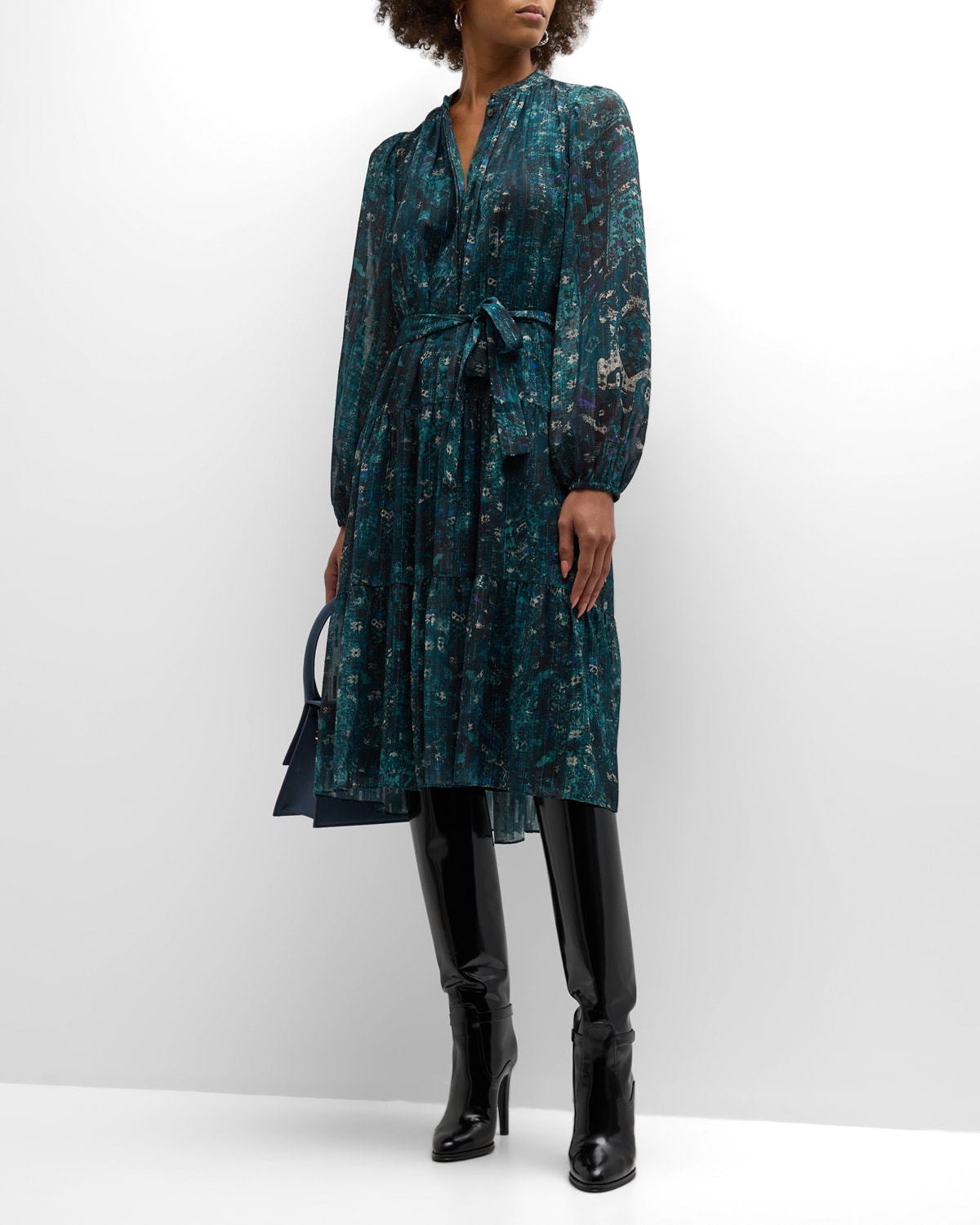 Kobi Halperin Ryan Tiered Sleeveless Floral-Print Midi Dress | Neiman ...