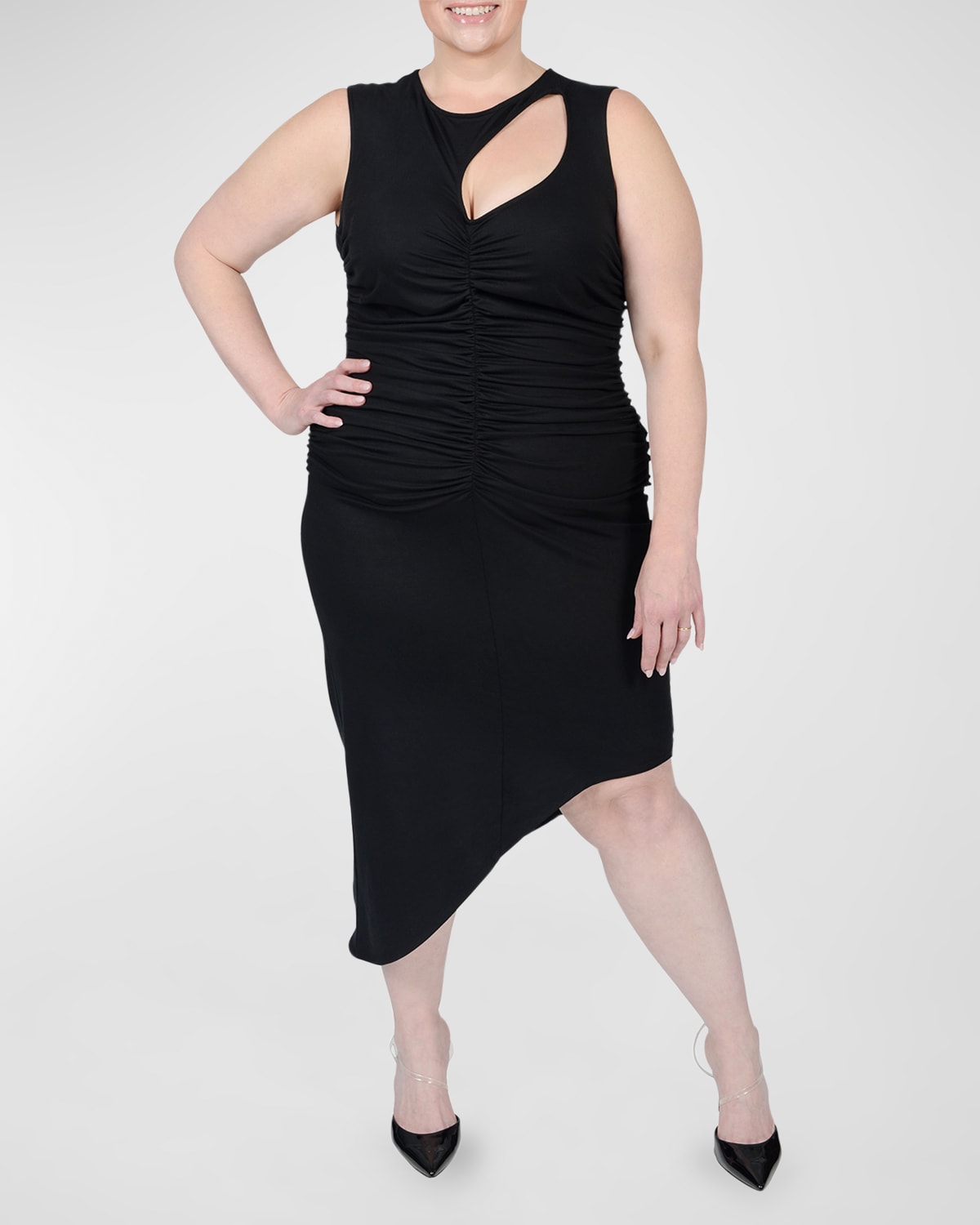 Mayes NYC Plus Size Olivia One-Shoulder Midi Dress | Neiman Marcus