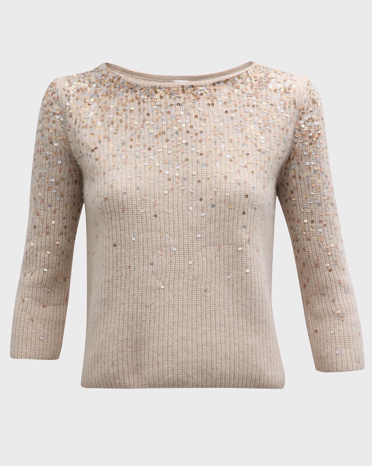 Neiman Marcus Cashmere Collection Cashmere Sequin Mock Neck Sweater