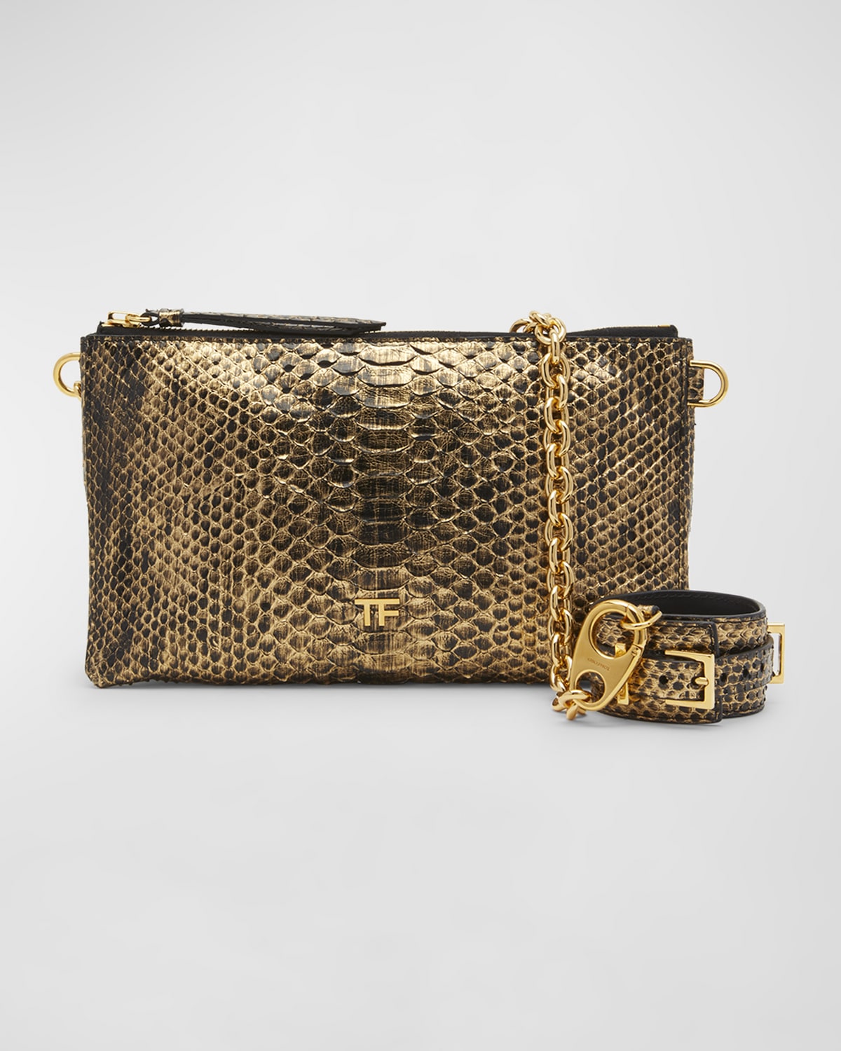 Maria Oliver Emilia Metallic Python Clutch Bag | Neiman Marcus