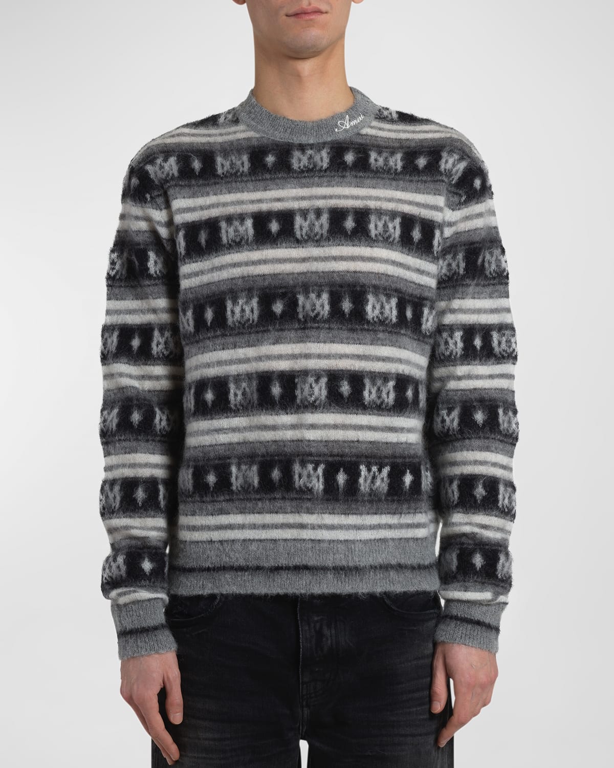 Amiri Men's Record Wolf Mohair-Blend Sweater | Neiman Marcus
