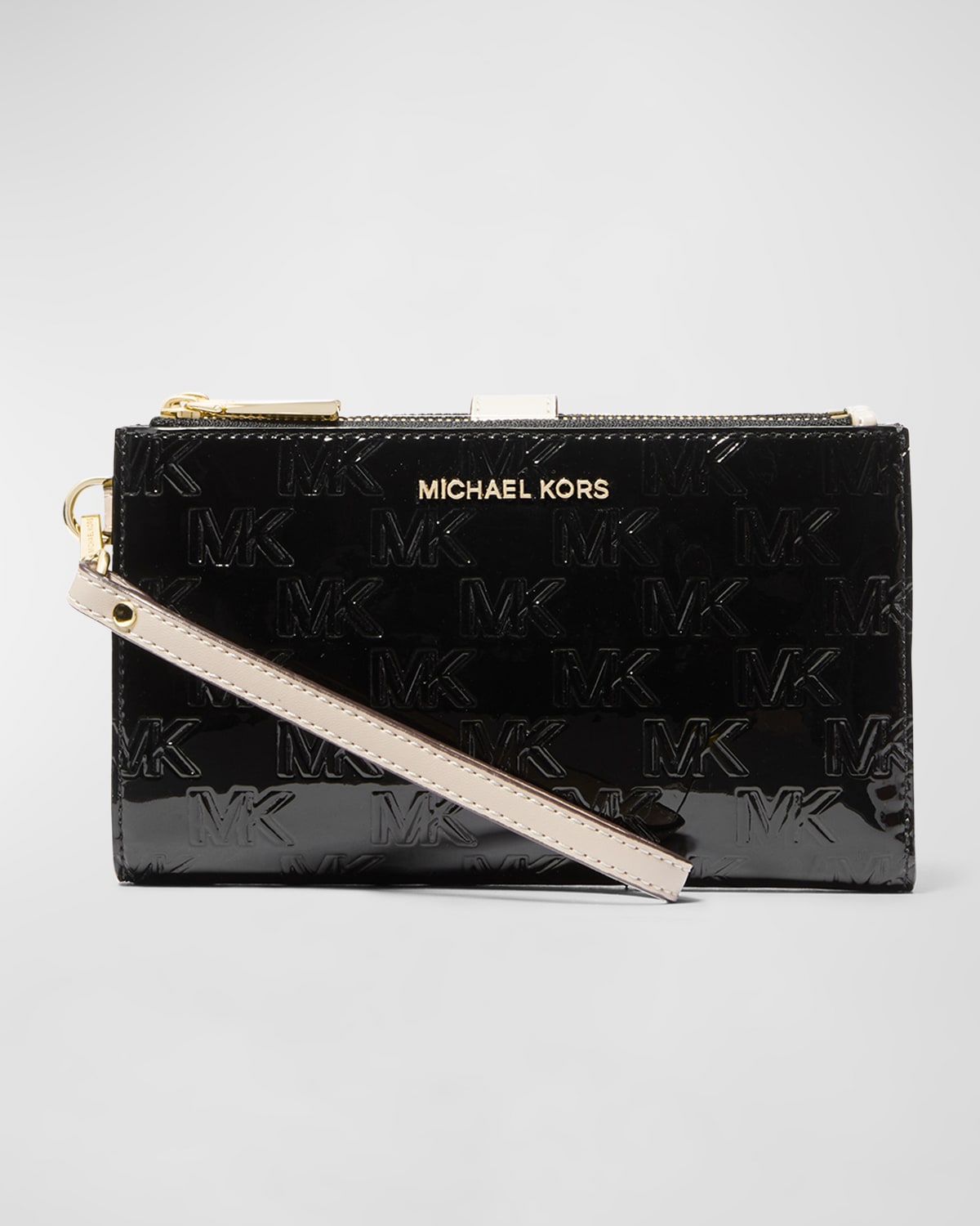 MICHAEL Michael Kors Double-Zip Monogram Bifold Wristlet | Neiman Marcus