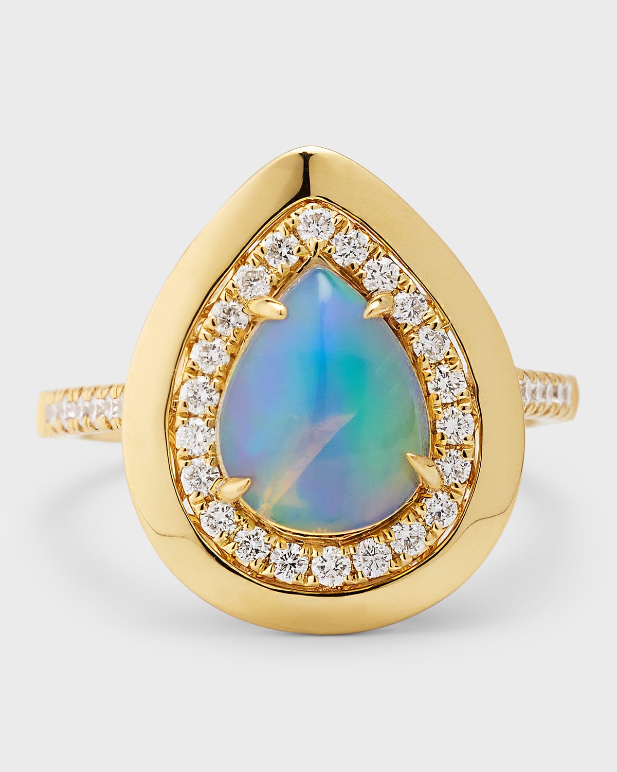 David Kord 18K Yellow Gold Pendant with Pear Shape Opal and Diamonds, 1.28tcw | Neiman Marcus