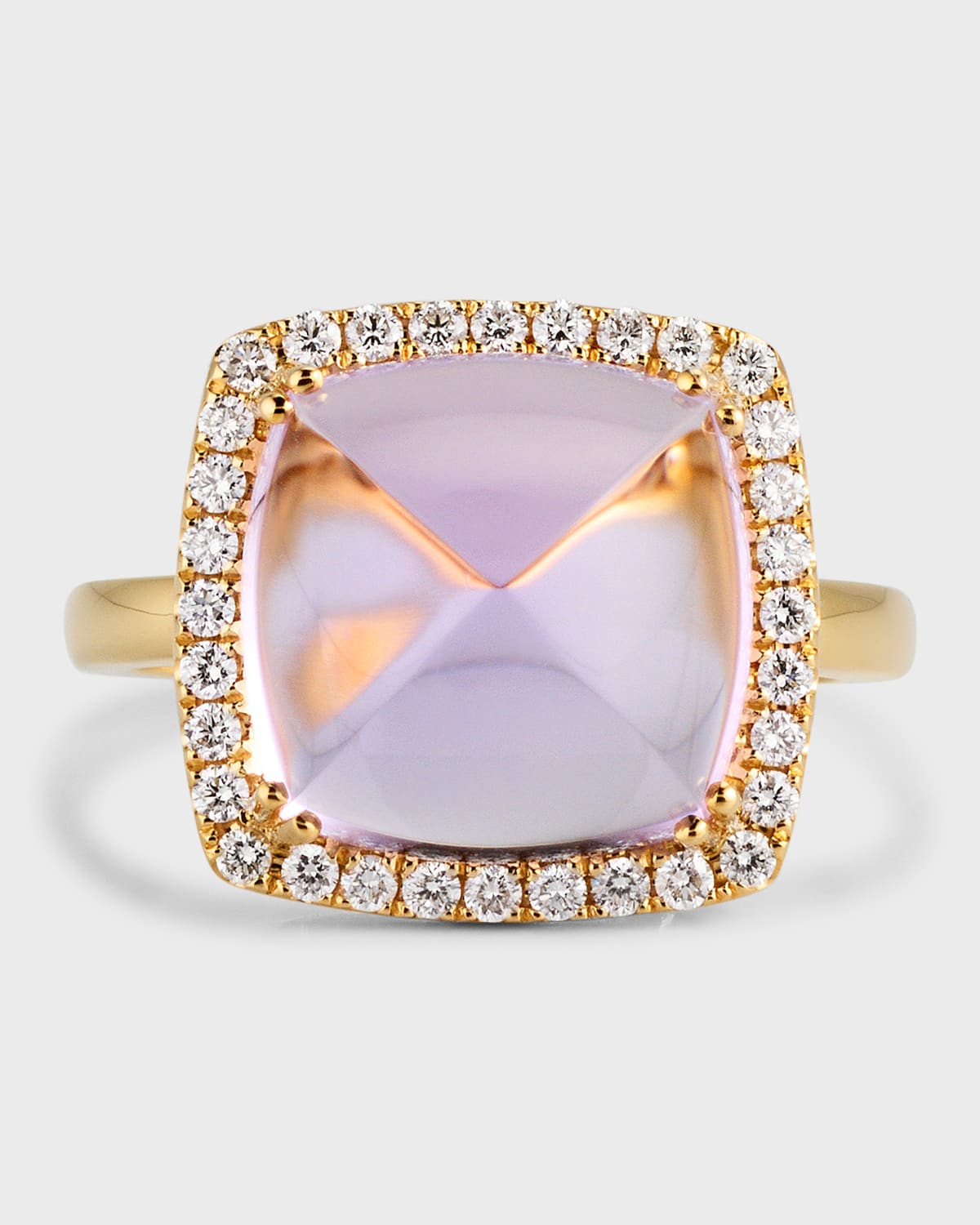 David Kord 18K Yellow Gold Ring with Amethyst and Diamonds, Size 7, 8 ...