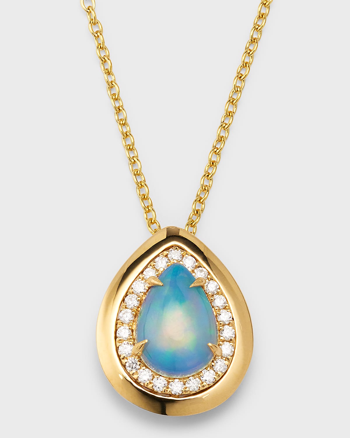 David Kord 18K Yellow Gold Pendant with Pear Shape Opal and Diamonds, 1.28tcw | Neiman Marcus