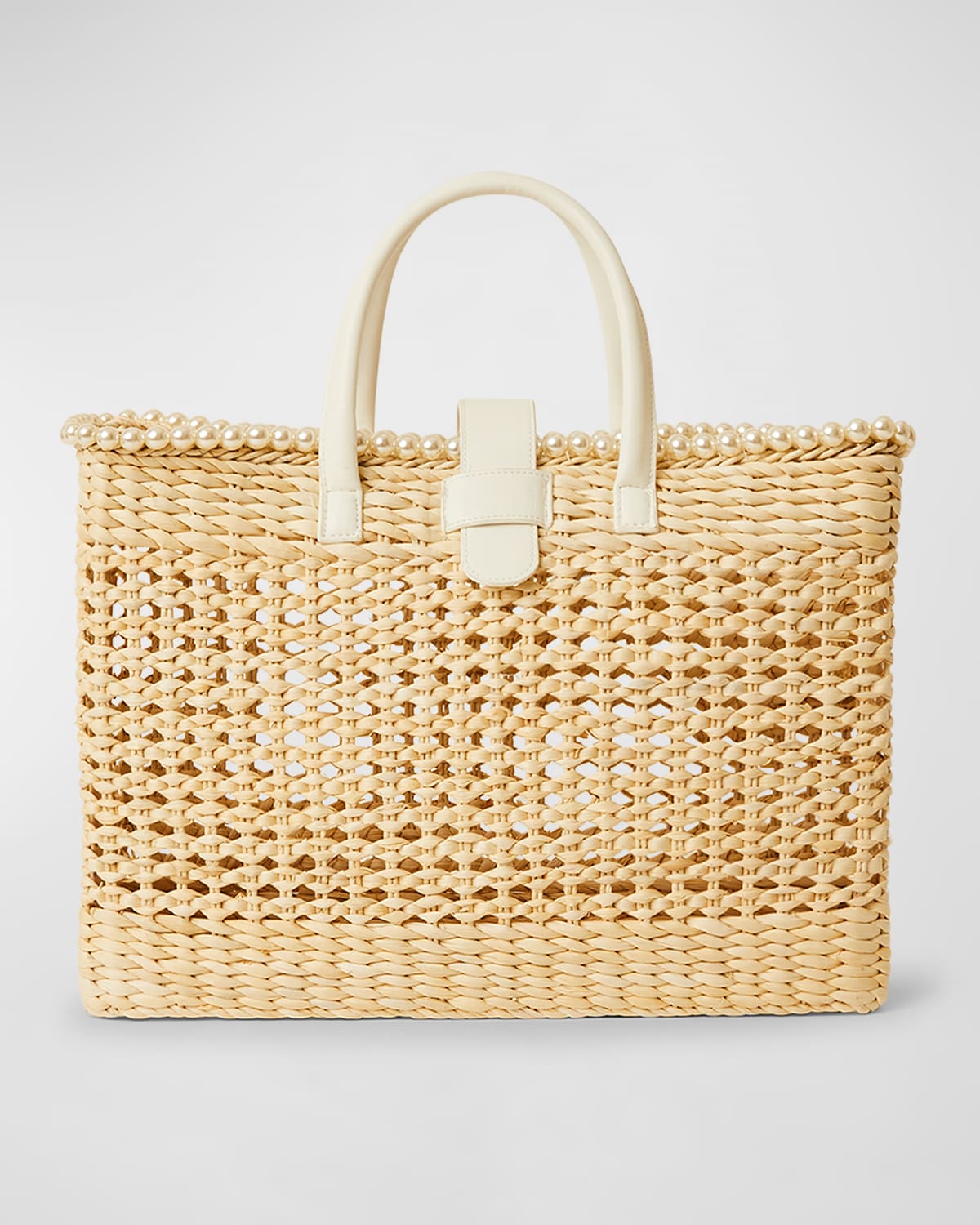 BTB Los Angeles Nia Pearly Crystal Straw Tote Bag | Neiman Marcus