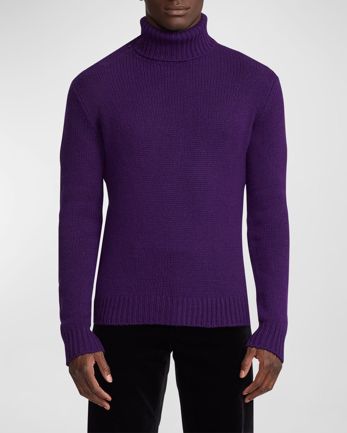 Ralph Lauren Purple Label Men's Birdseye Cashmere Quarter-Zip Sweater | Neiman Marcus