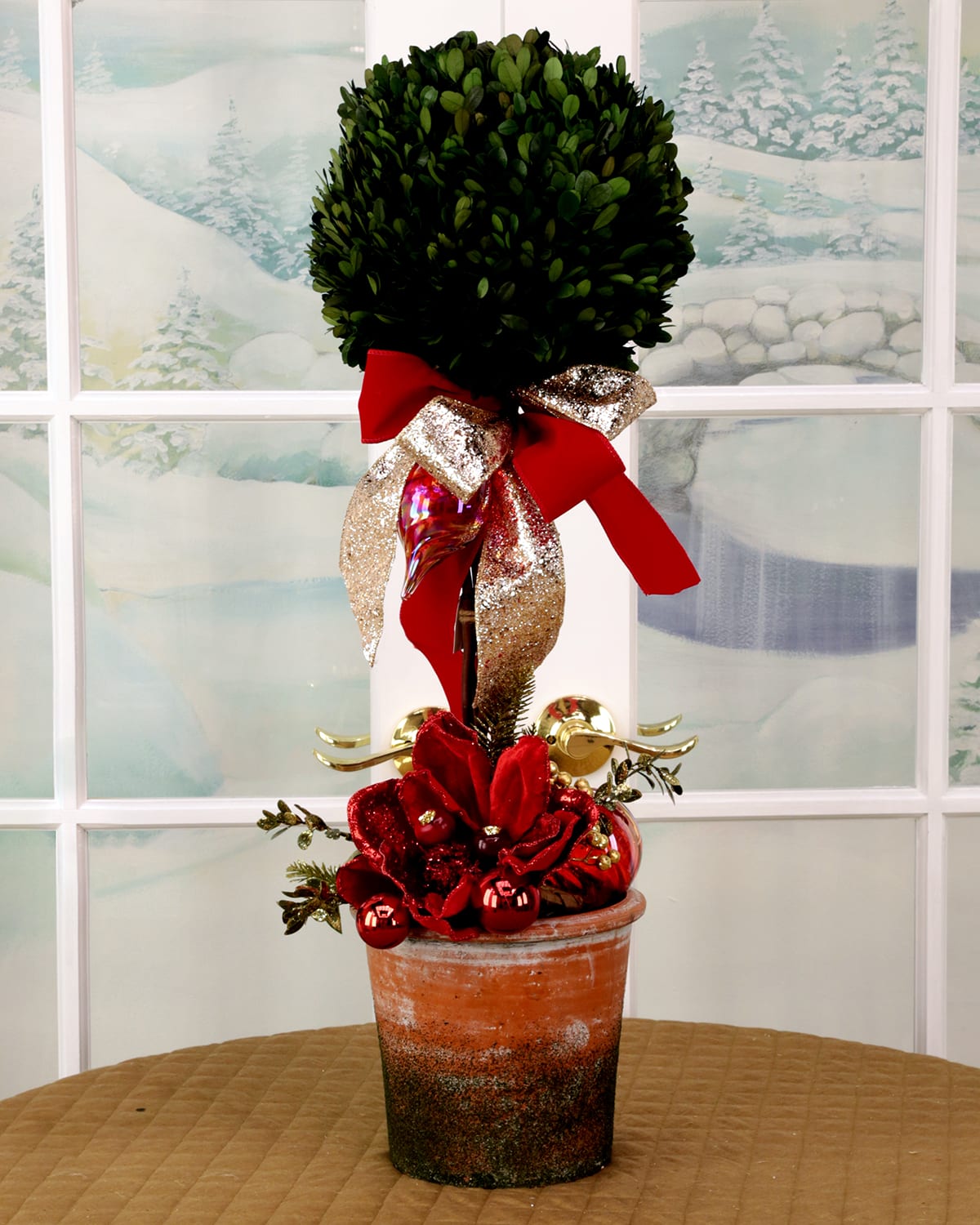 Mark Roberts Festive Double Boxwood Christmas Topiary, 42" | Neiman Marcus