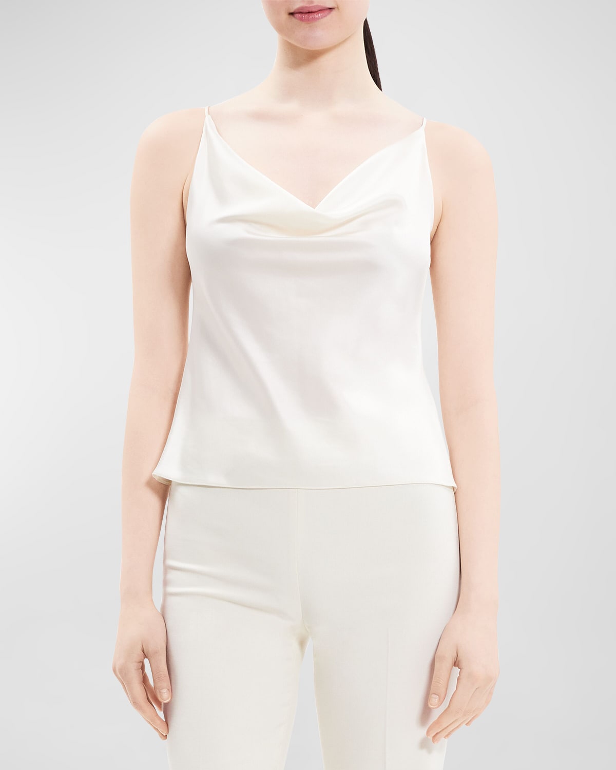 Theory Satin High Cowl-Neck Top | Neiman Marcus