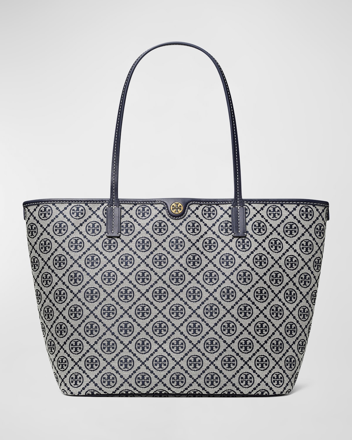 Tory Burch Small T Monogram Zip Canvas Tote Bag | Neiman Marcus