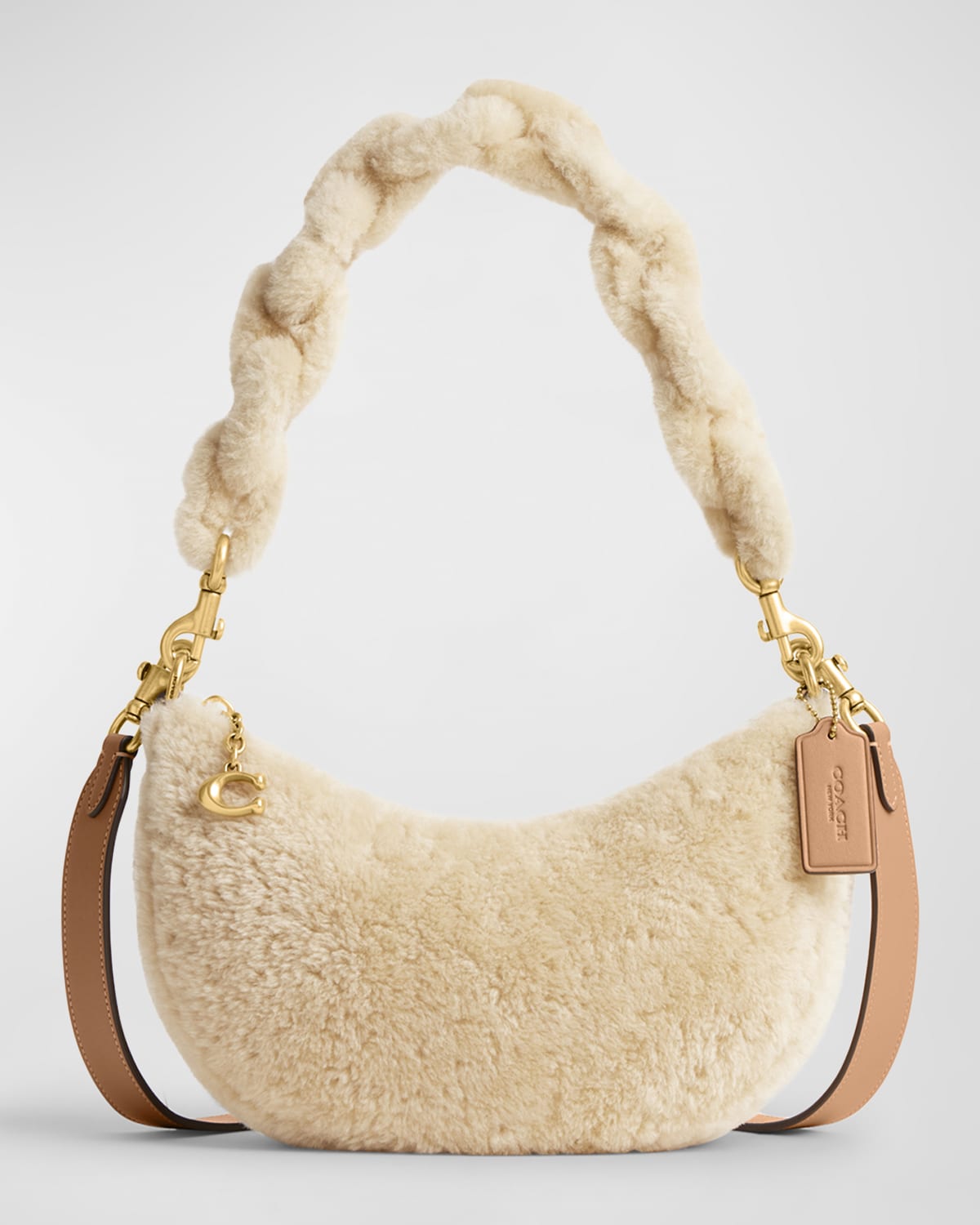 Coach Multicolor Shearling Crescent Shoulder Bag | Neiman Marcus