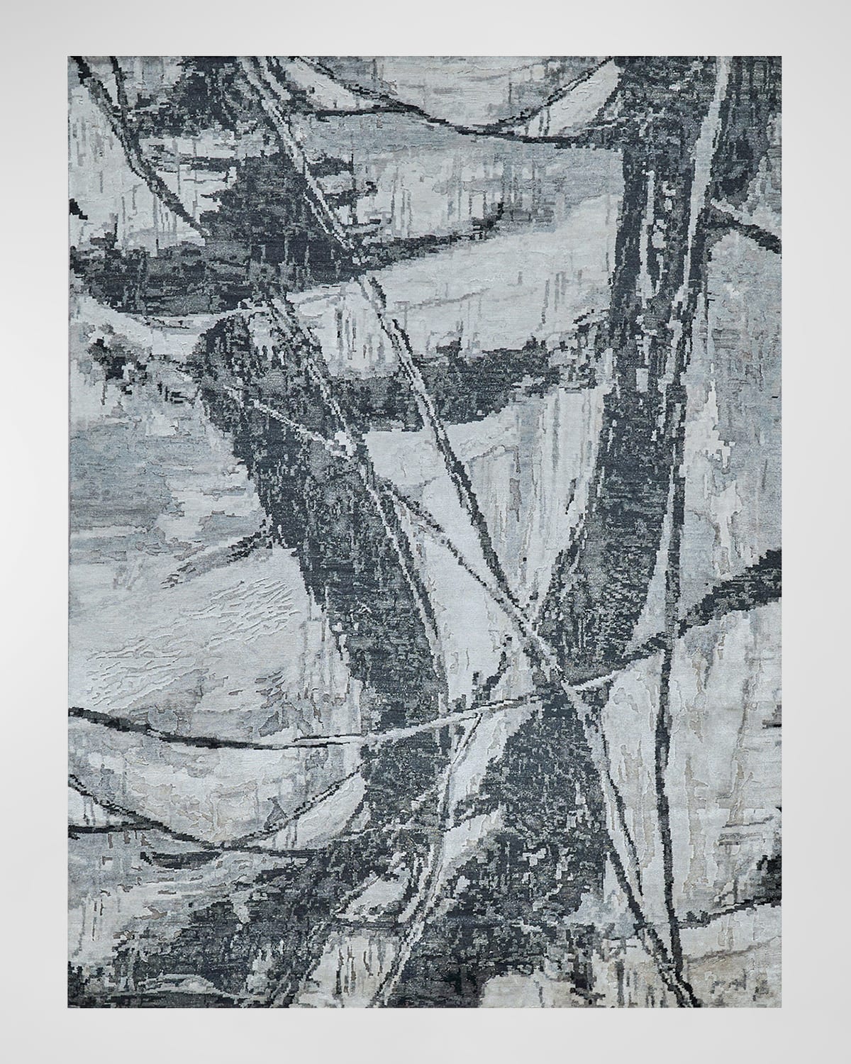 Floor Art Hand-Knotted Dark Gray Rug | Neiman Marcus