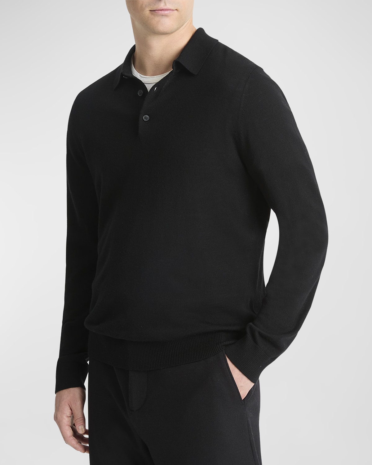 Men's Merino Long-Sleeve Polo Shirt | Neiman Marcus
