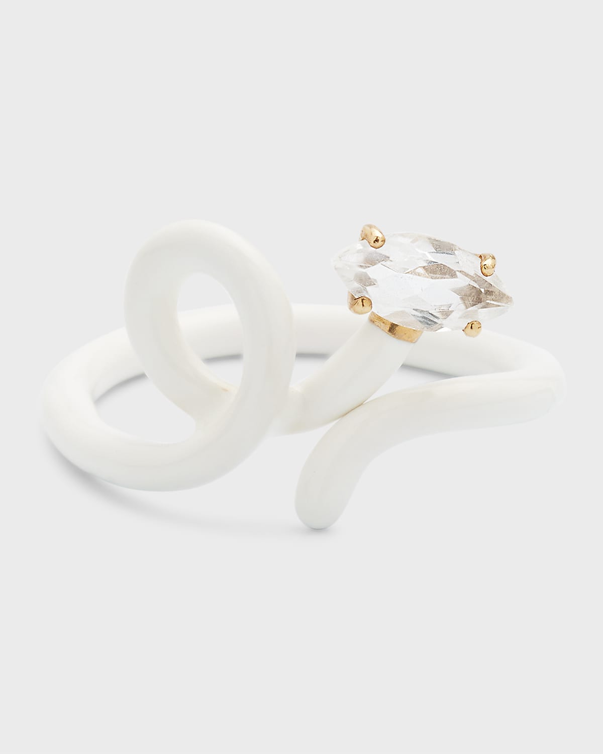 Bea Bongiasca Rock Crystal Vine Ring with Two-Tone Enamel | Neiman Marcus