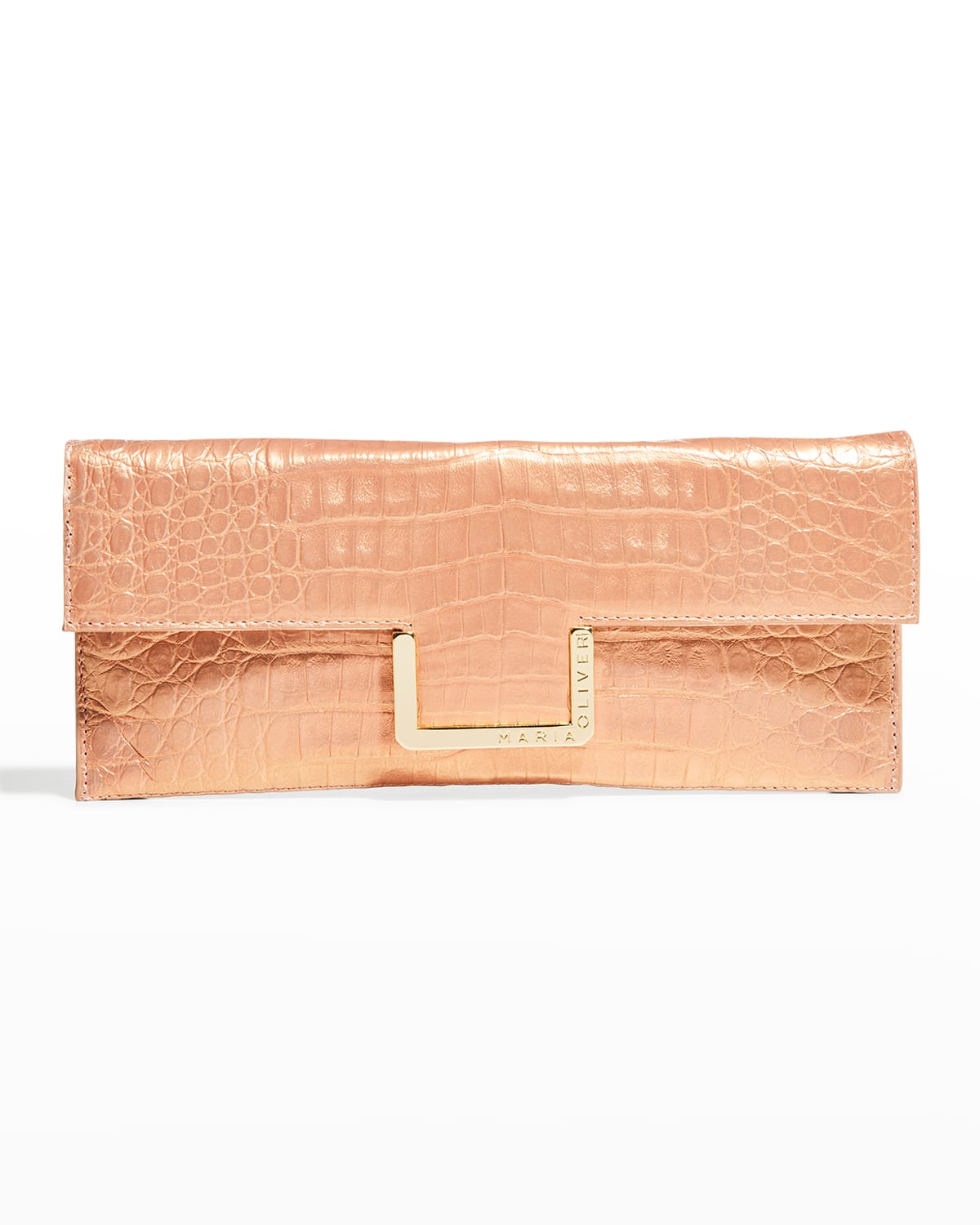Maria Oliver Madison Shiny Crocodile Shoulder Bag | Neiman Marcus