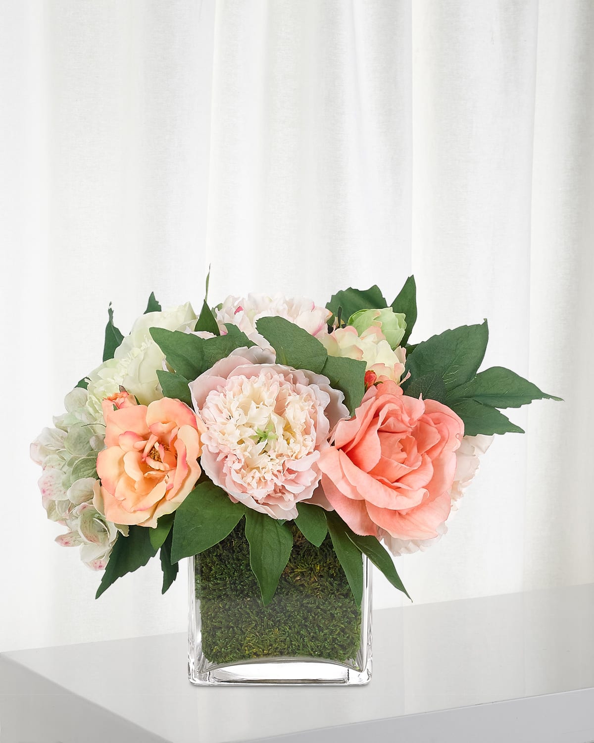 NDI Orchid Cymbidium Moss Garden Faux-Floral Arrangement in Glass Bowl, 40wx40dx35h | Neiman Marcus