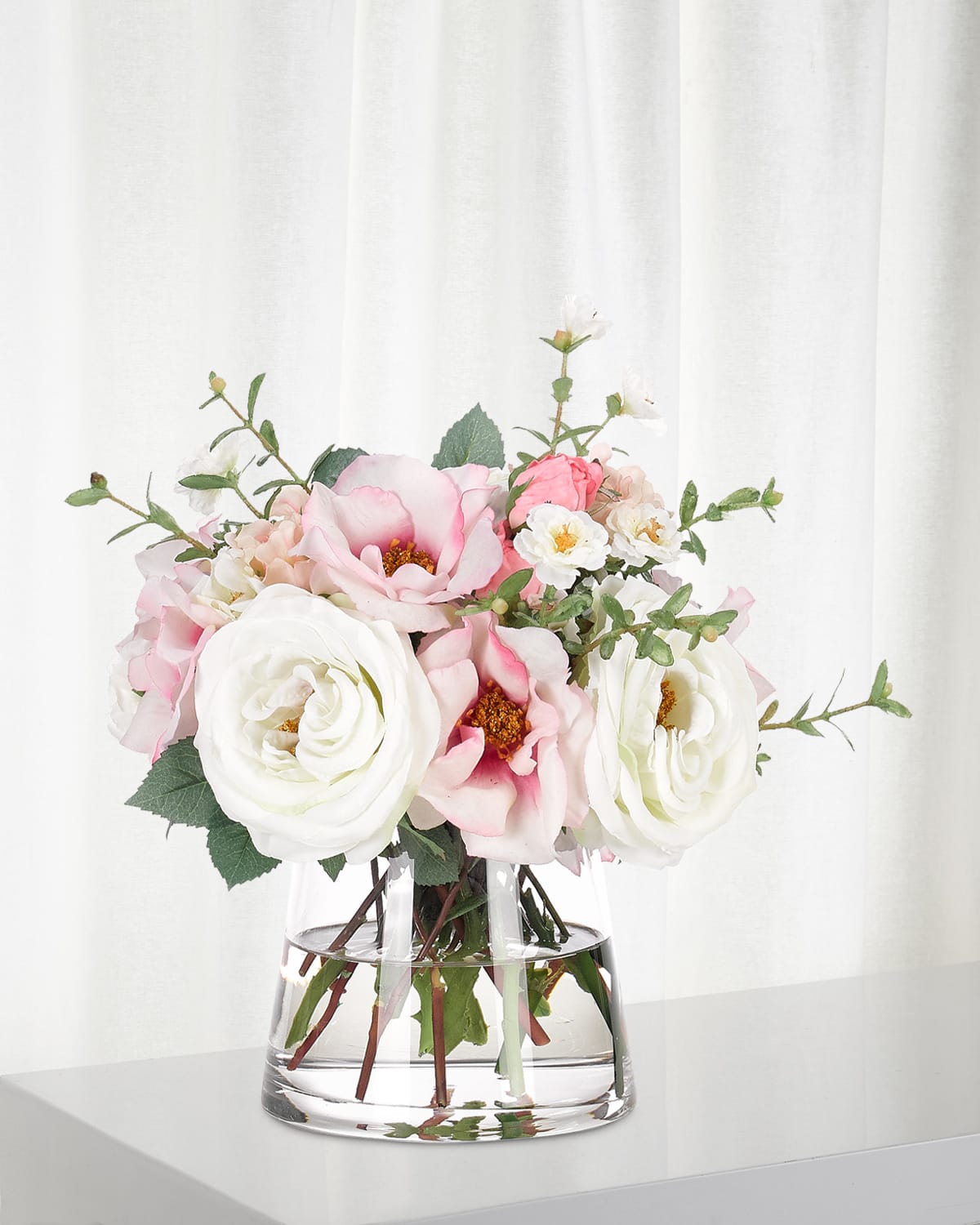 NDI Orchid Cymbidium Moss Garden Faux-Floral Arrangement in Glass Bowl, 40wx40dx35h | Neiman Marcus