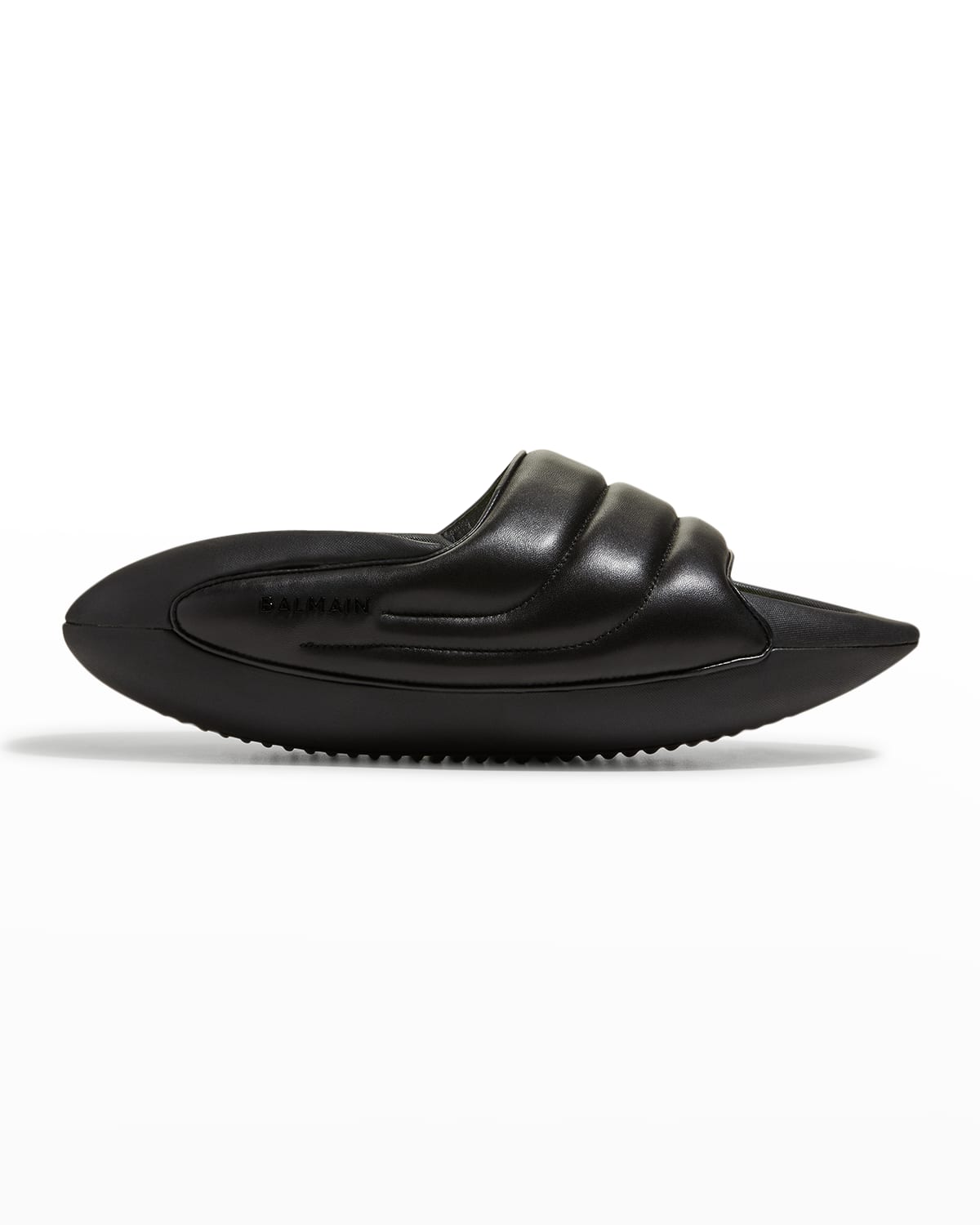 Balmain Men's Quilted Leather B-IT Mule Slides | Neiman Marcus